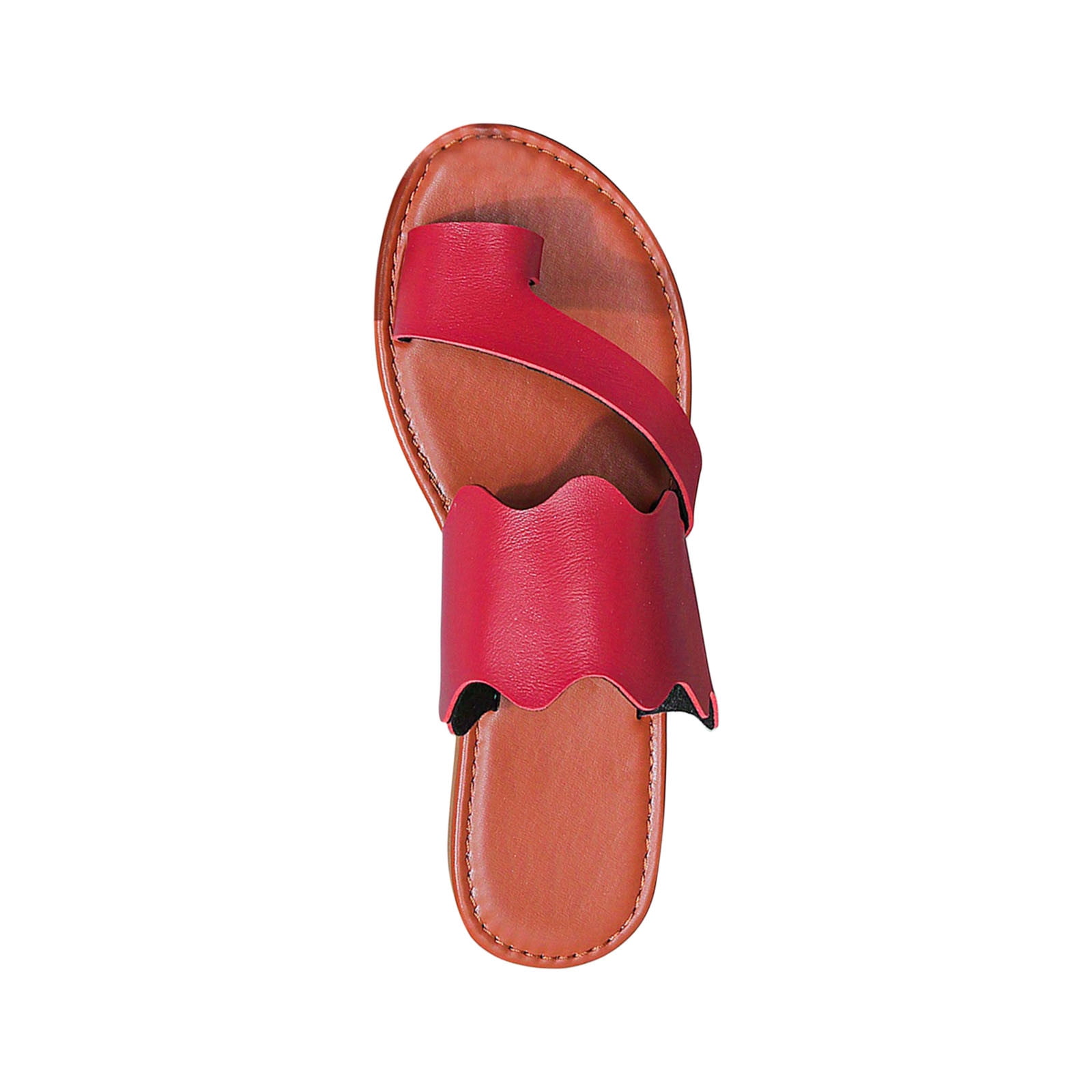Stylish Toe Ring Flat Sandals for Women Summer Comfortable Slip-On Flat ...
