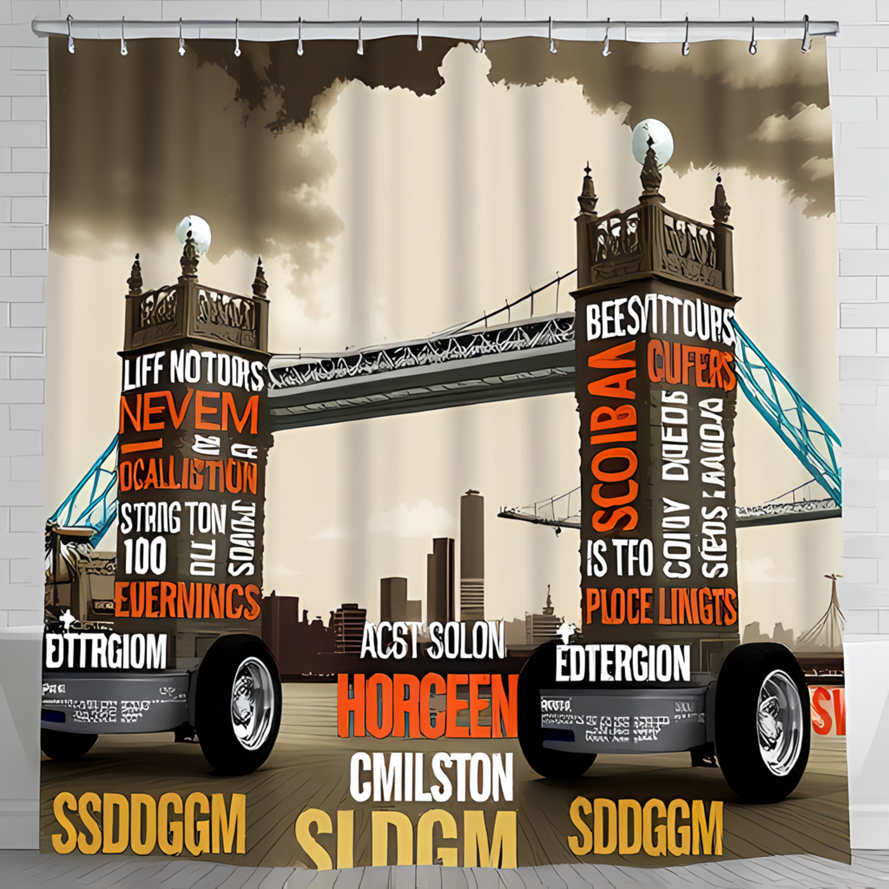 Stylish Tower Bridge Shower Curtain - Vibrant Urban Design with ...