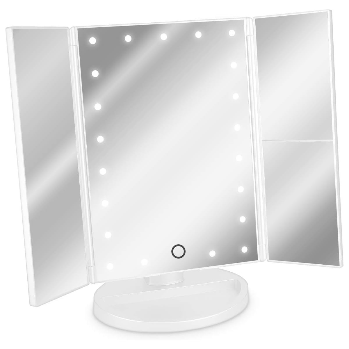 Stylish Trifold Vanity Mirror, Lighted Makeup Mirror with Adjustable 2x ...