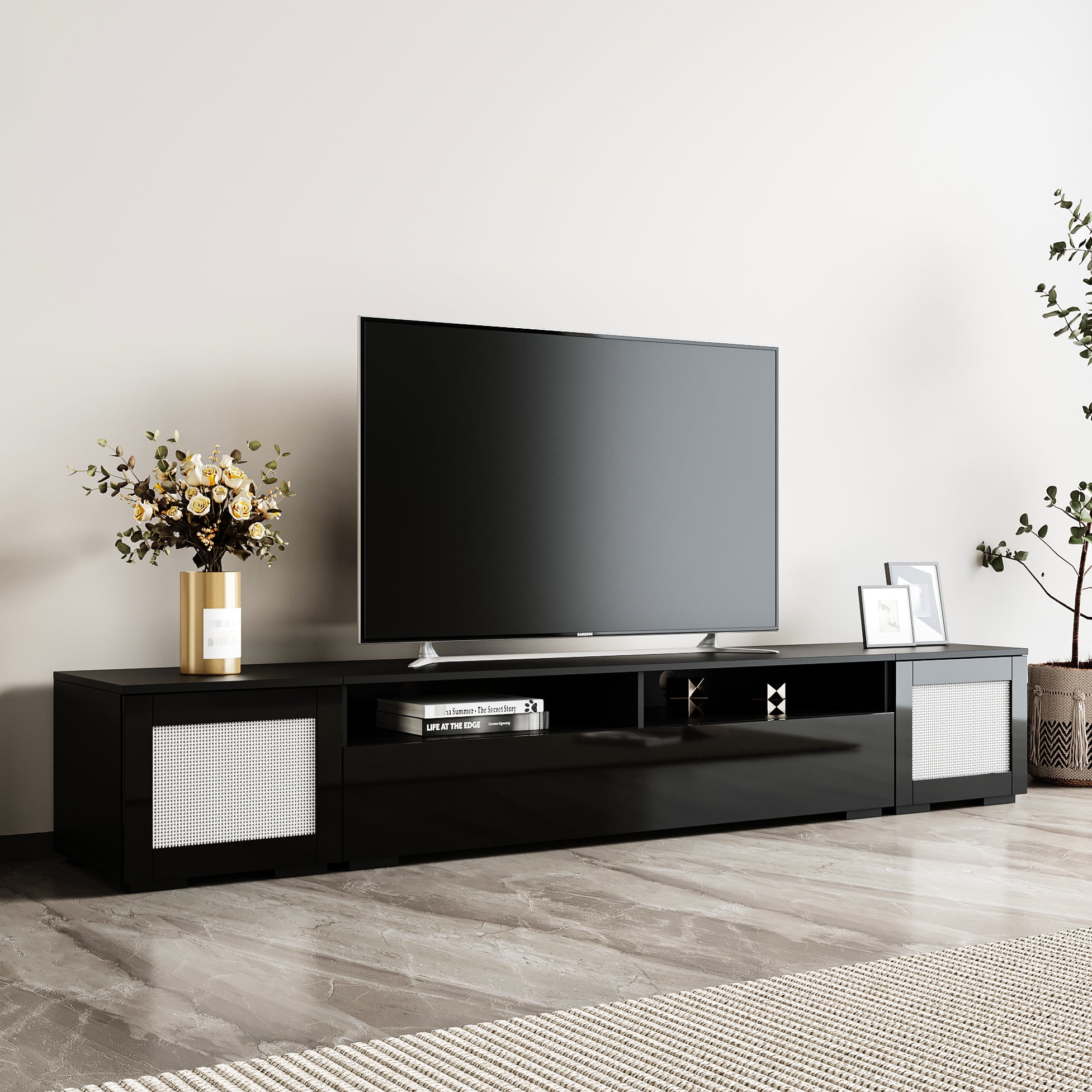 Stylish Tv Rack With Color-changing Led Ornaments Decorated Holder ...