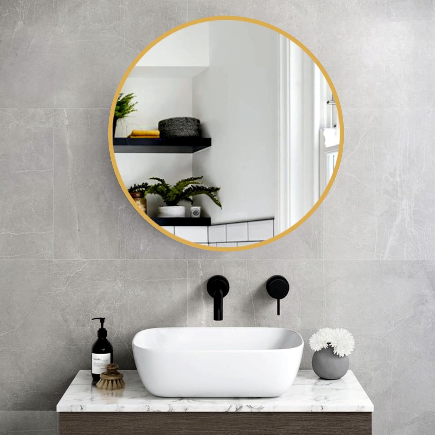 Stylish Vanity Round Wall Mirror I Metal Frame I Modern Design Metal ...