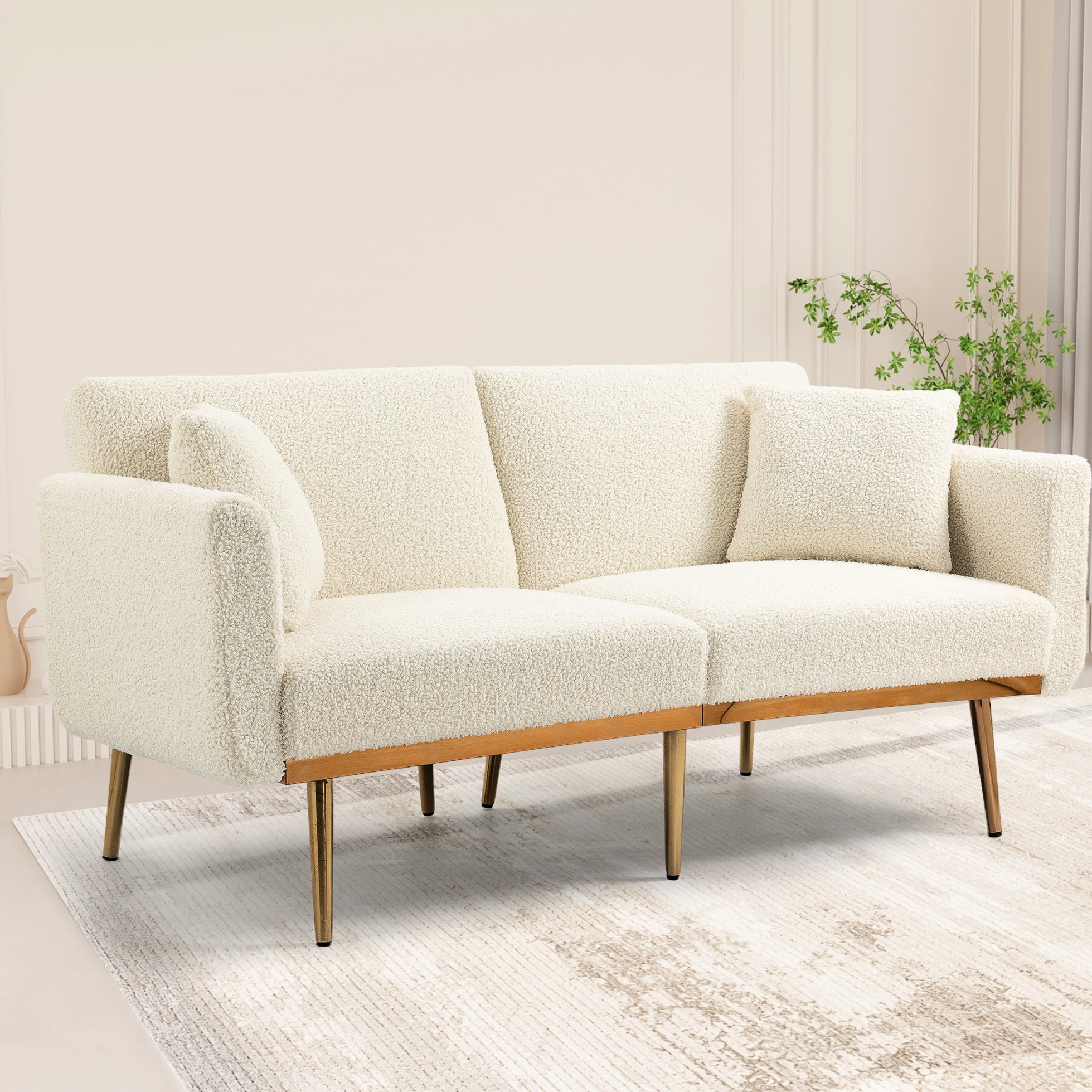 Stylish Velvet 2 Couch With Metal Legs For Dorm, Bedroom Small Office ...