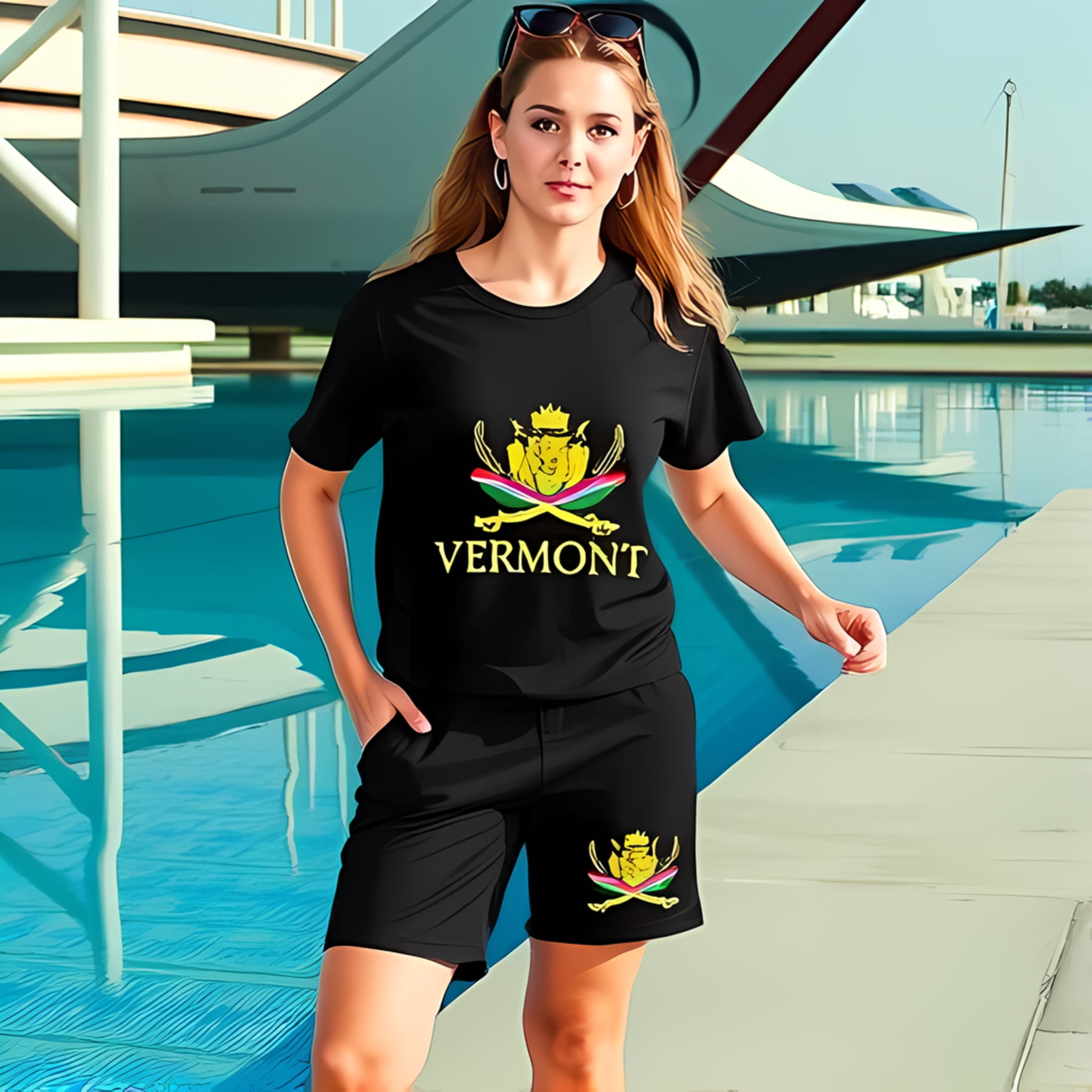 Stylish Vermont Graphic T-Shirt and Shorts Set - Bold Design Modern ...