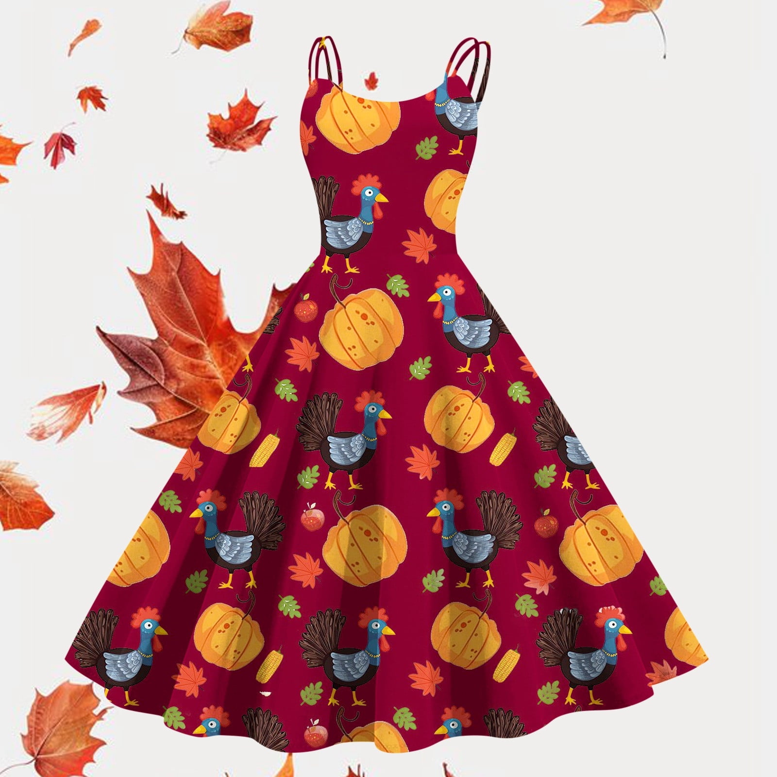 Stylish Versatile Comfortable Thanksgiving Turkey Print Oversized Skirt ...