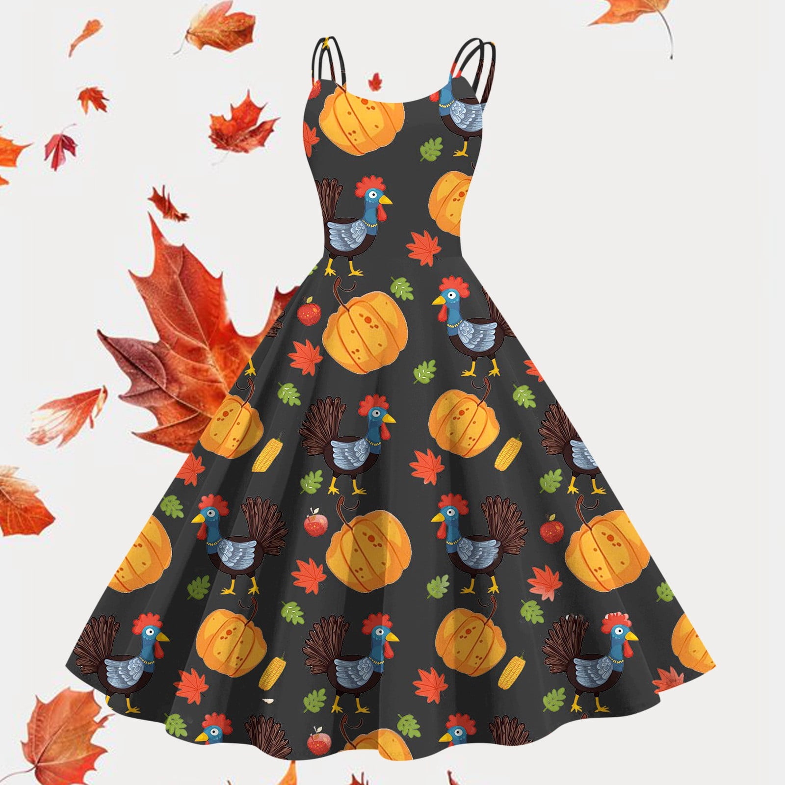 Stylish Versatile Comfortable Thanksgiving Turkey Print Oversized Skirt ...
