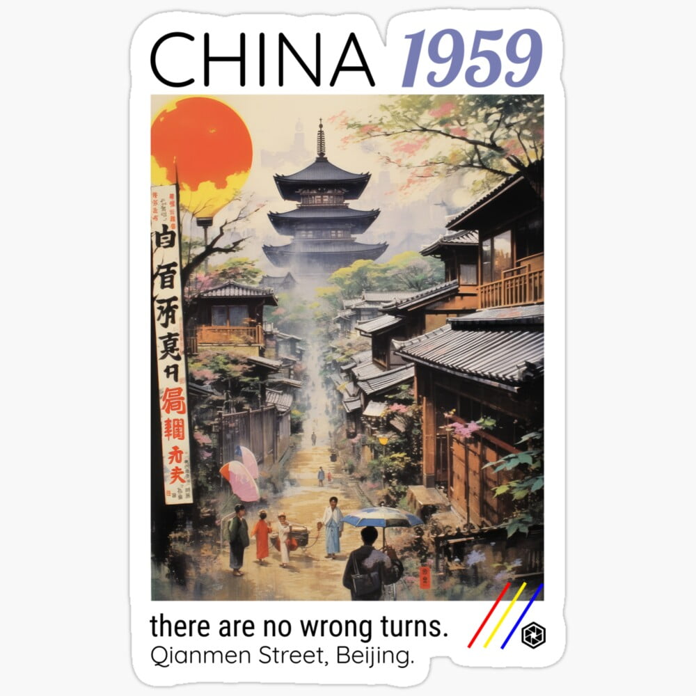 Stylish Vintage China Pagoda 1950S Travel Stickerphone Decal Water ...