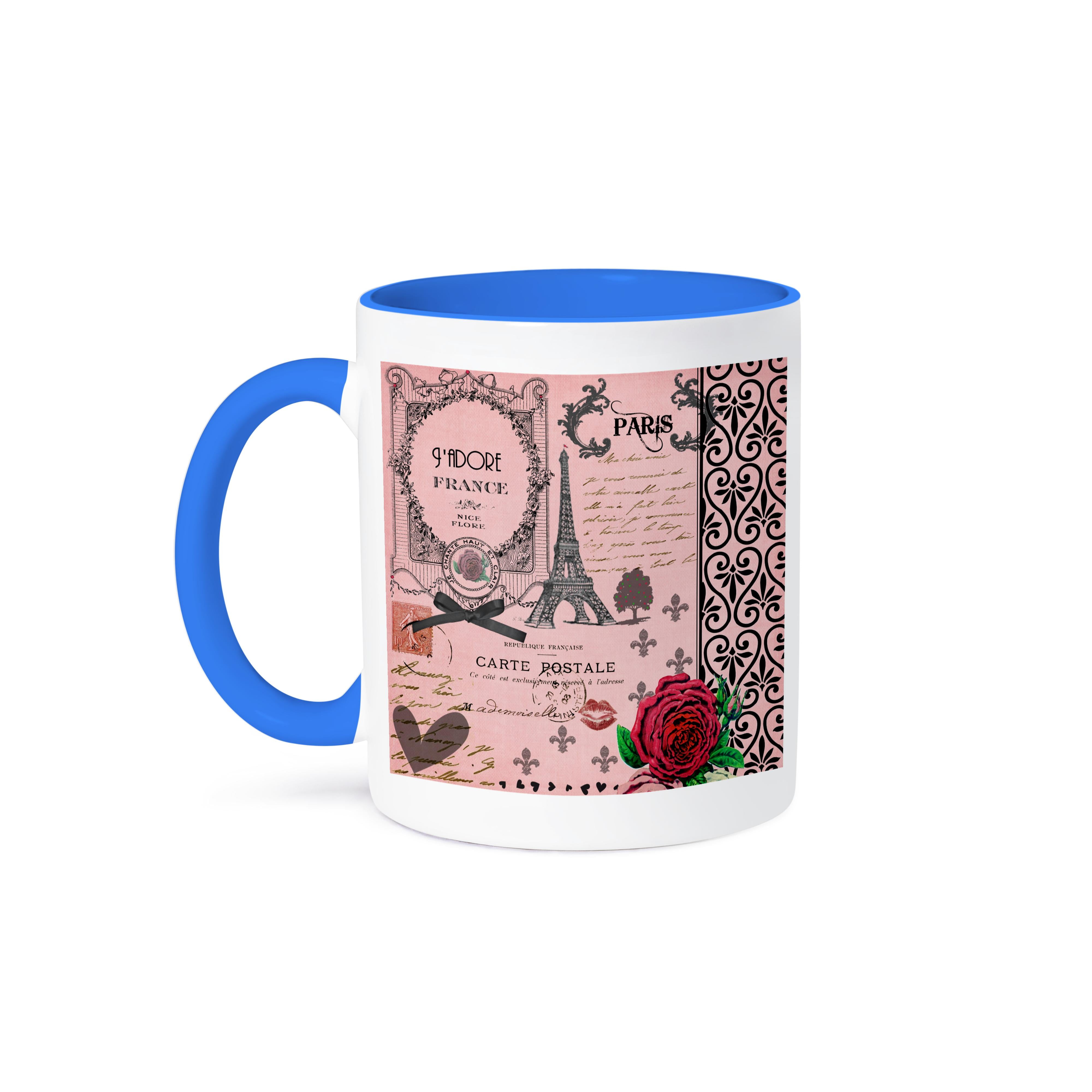 3dRose, Stylish Vintage Pink Paris Collage Art - Eiffel Tower - Red ...