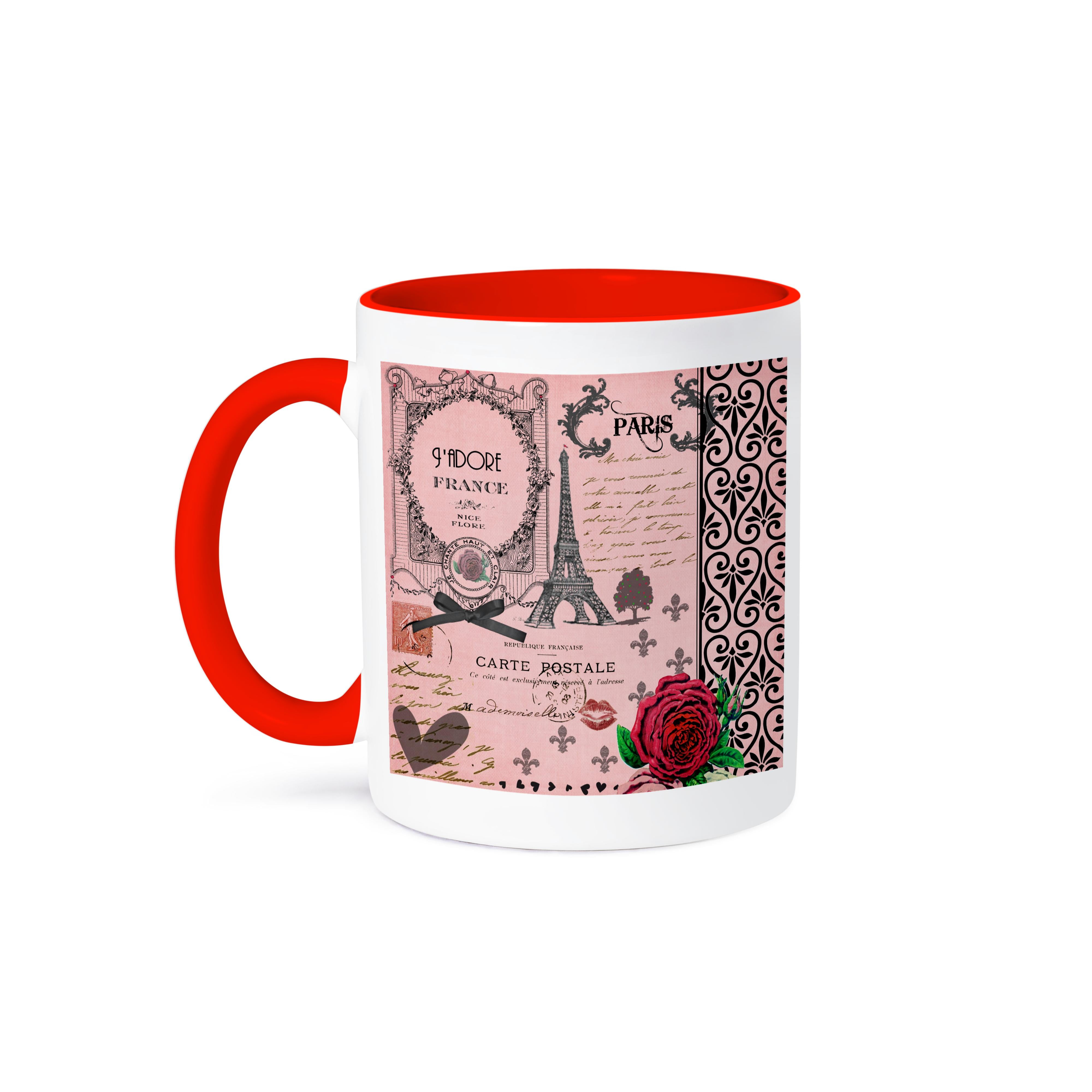 3dRose, Stylish Vintage Pink Paris Collage Art - Eiffel Tower - Red ...