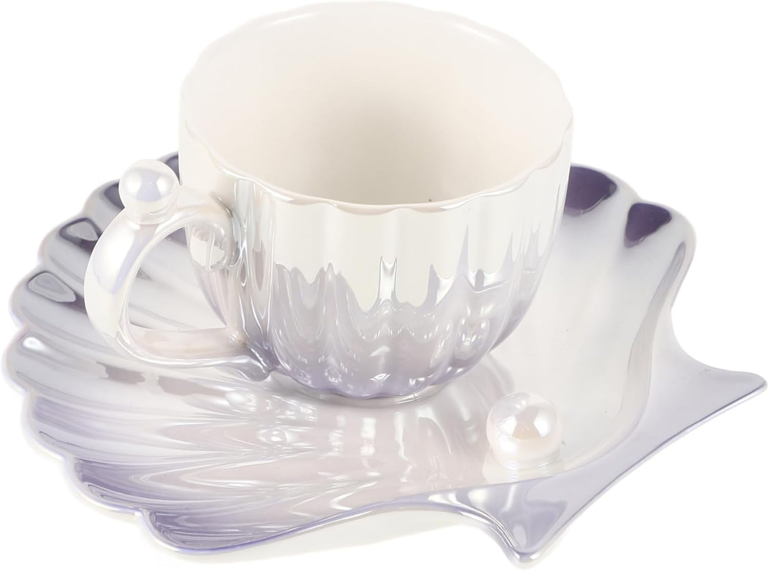 Stylish Vintage Tea Cups Saucers Porcelain Mug and Saucer Set Sea Shell ...