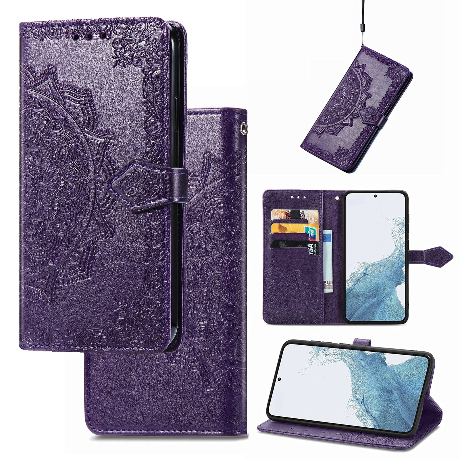 Stylish Wallet Case for Motorola Moto G 5G 2025, Floral Embossed PU ...