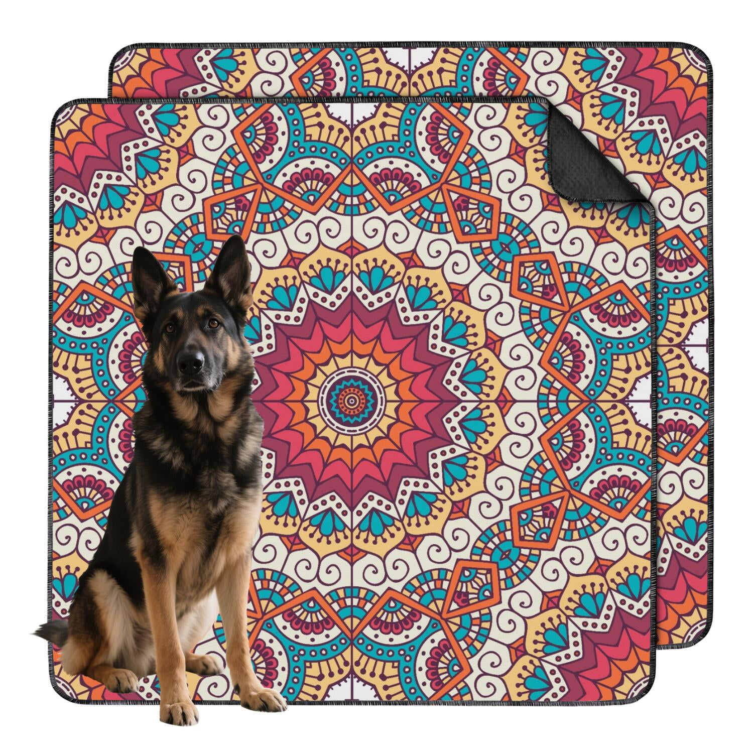 Stylish Washable Pet Pee Pads, 48" x48" Decorative Mandala, High ...