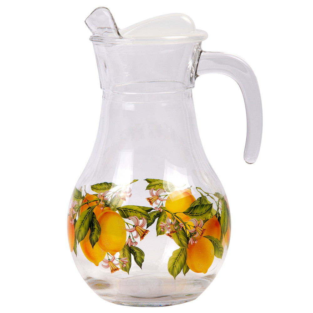 Stylish Water Pitcher Lemon Glass Pitcher Elegant 1.9 Qt Serving ...
