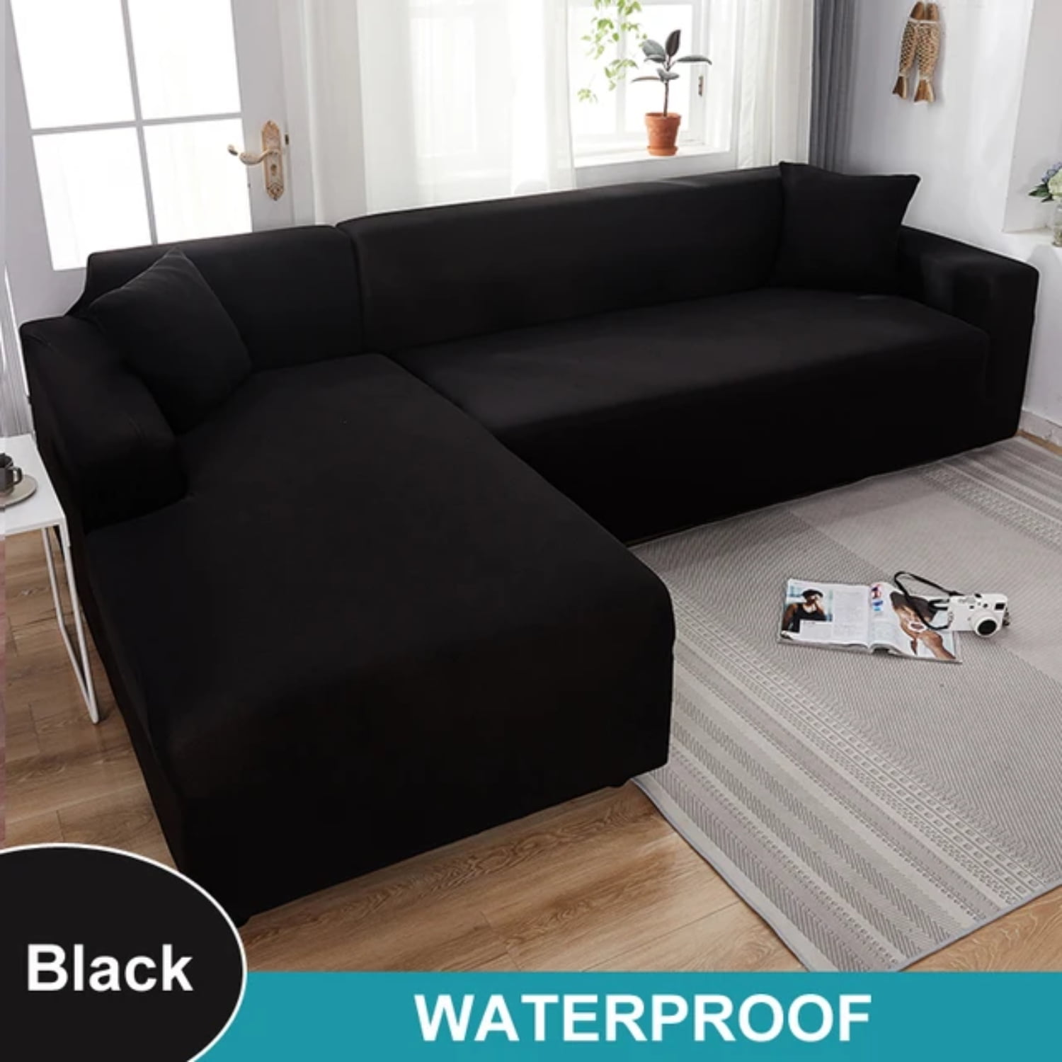 Waterproof Sofa Cover 1/2/3/4 Seater Sofa Cover Living Room Elastic L ...