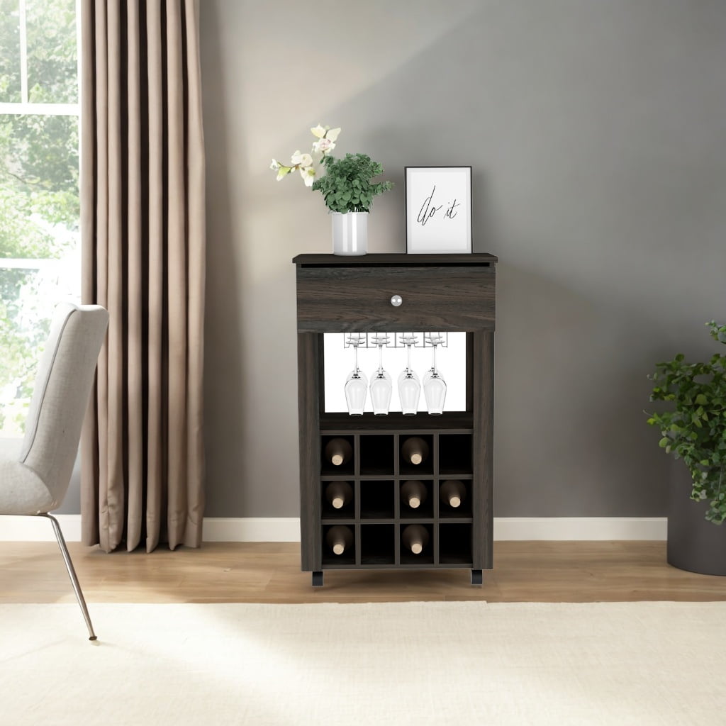 Bar Cart Bayamon, Twelve Wine Cubbies, Four Legs - Walmart.com