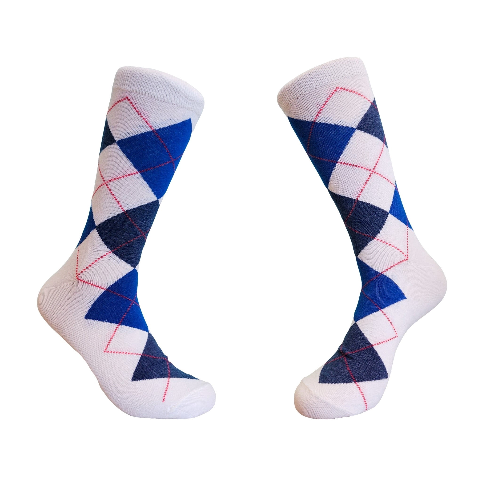 Stylish White Blue and Red Argyle Socks (Adult Large) - Walmart.com