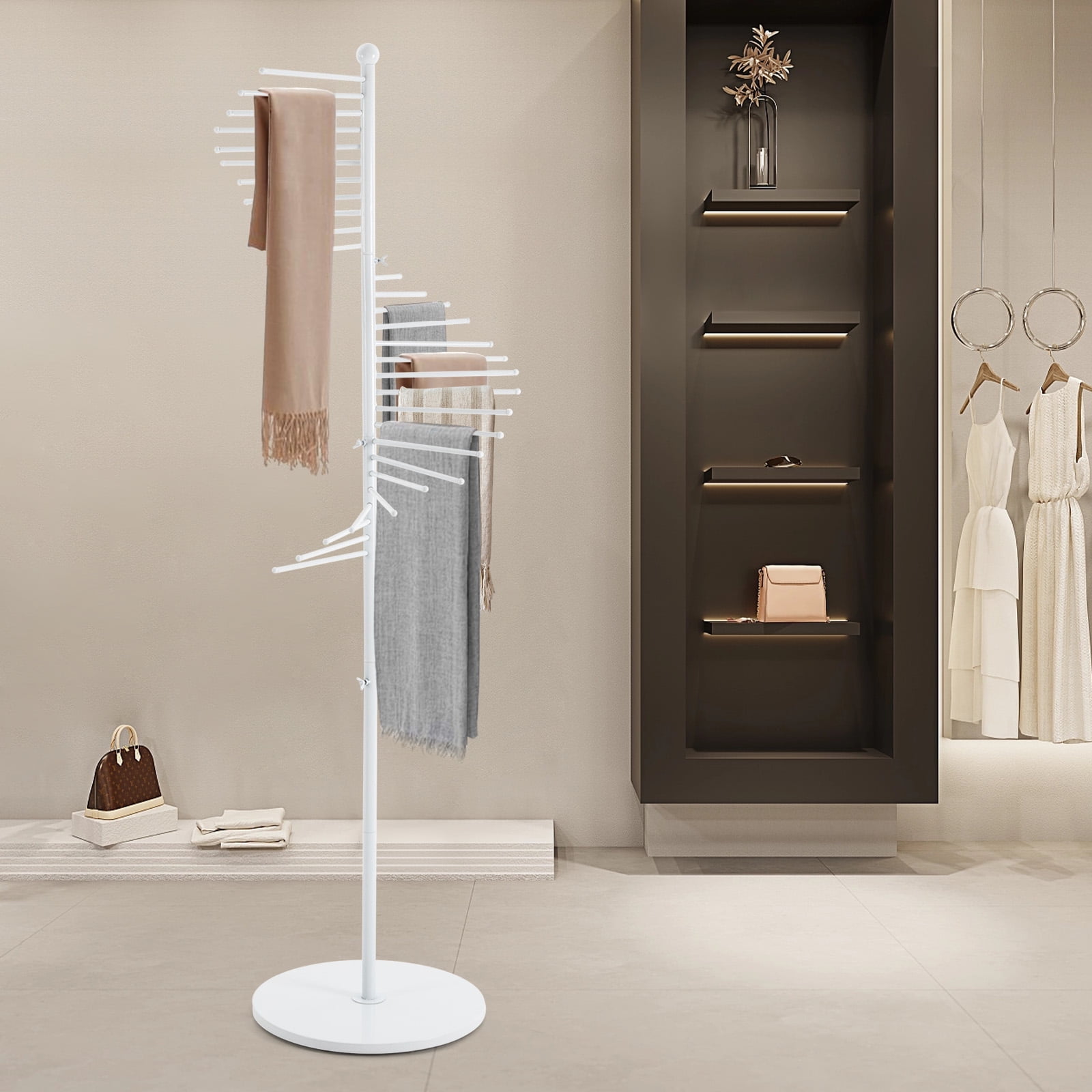 Stylish White Retail Display Rack for Scarves, Clothes, and Accessories ...