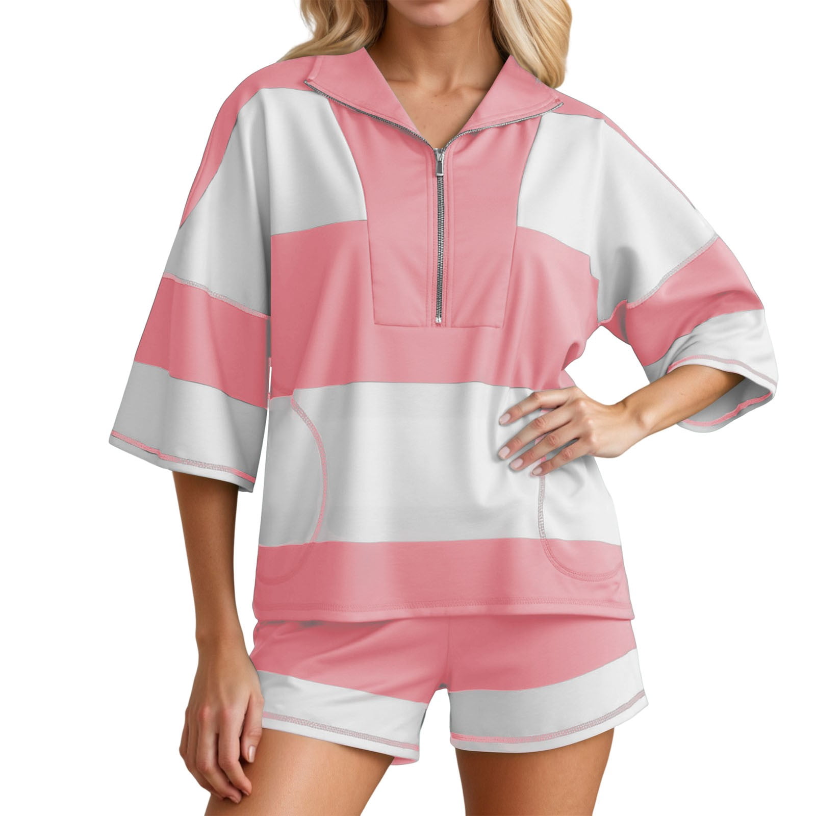 Stylish Women'S Shorts Suit For Everyday Wear V Neck Design With ...