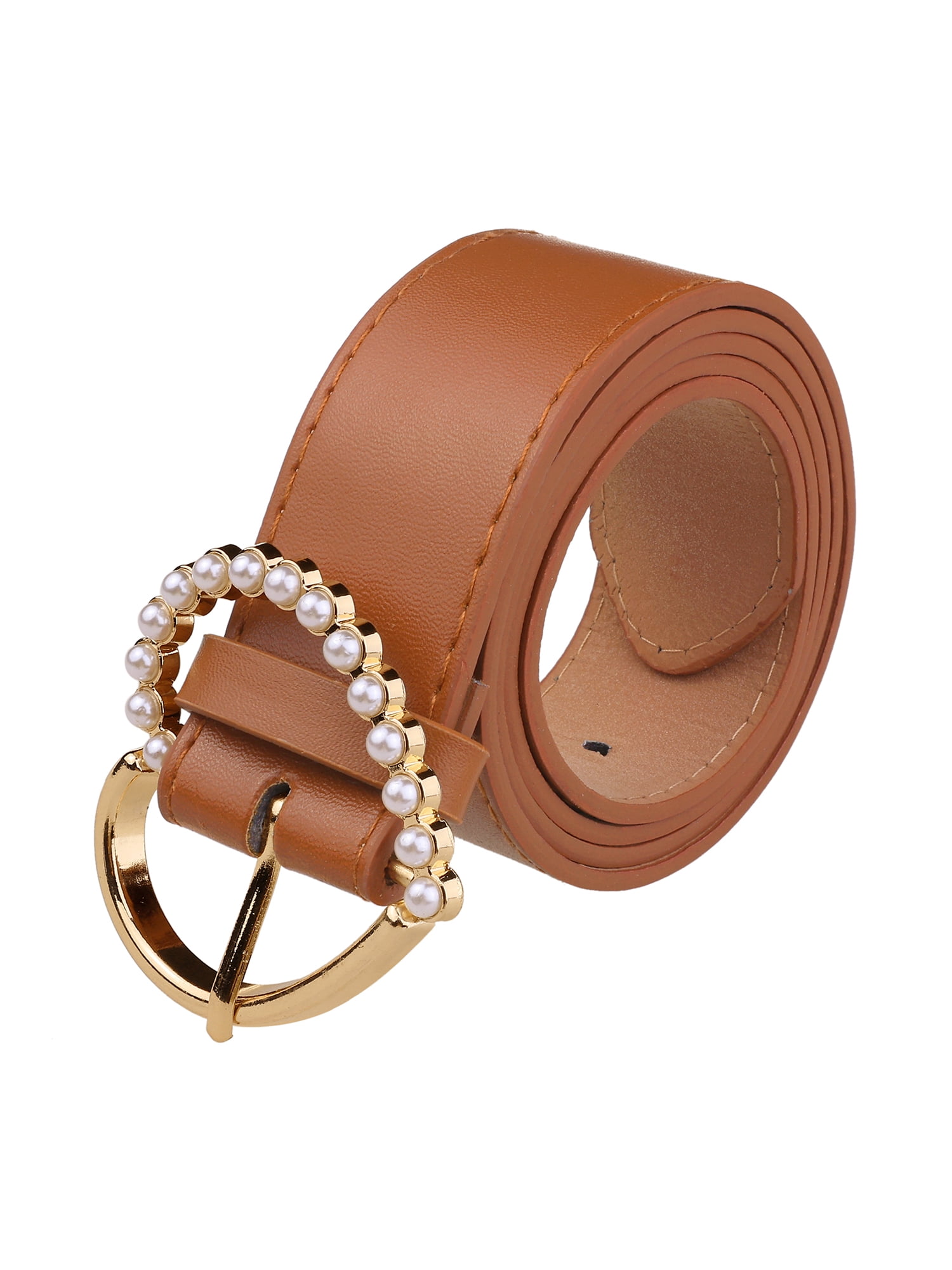 INSPIRE CHIC Stylish Women's Belt Heart-Shaped Buckle with Beads Belts ...