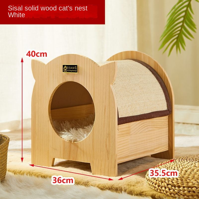Stylish Wood Cat House - All-In-One for Indoor with Ventilation and ...