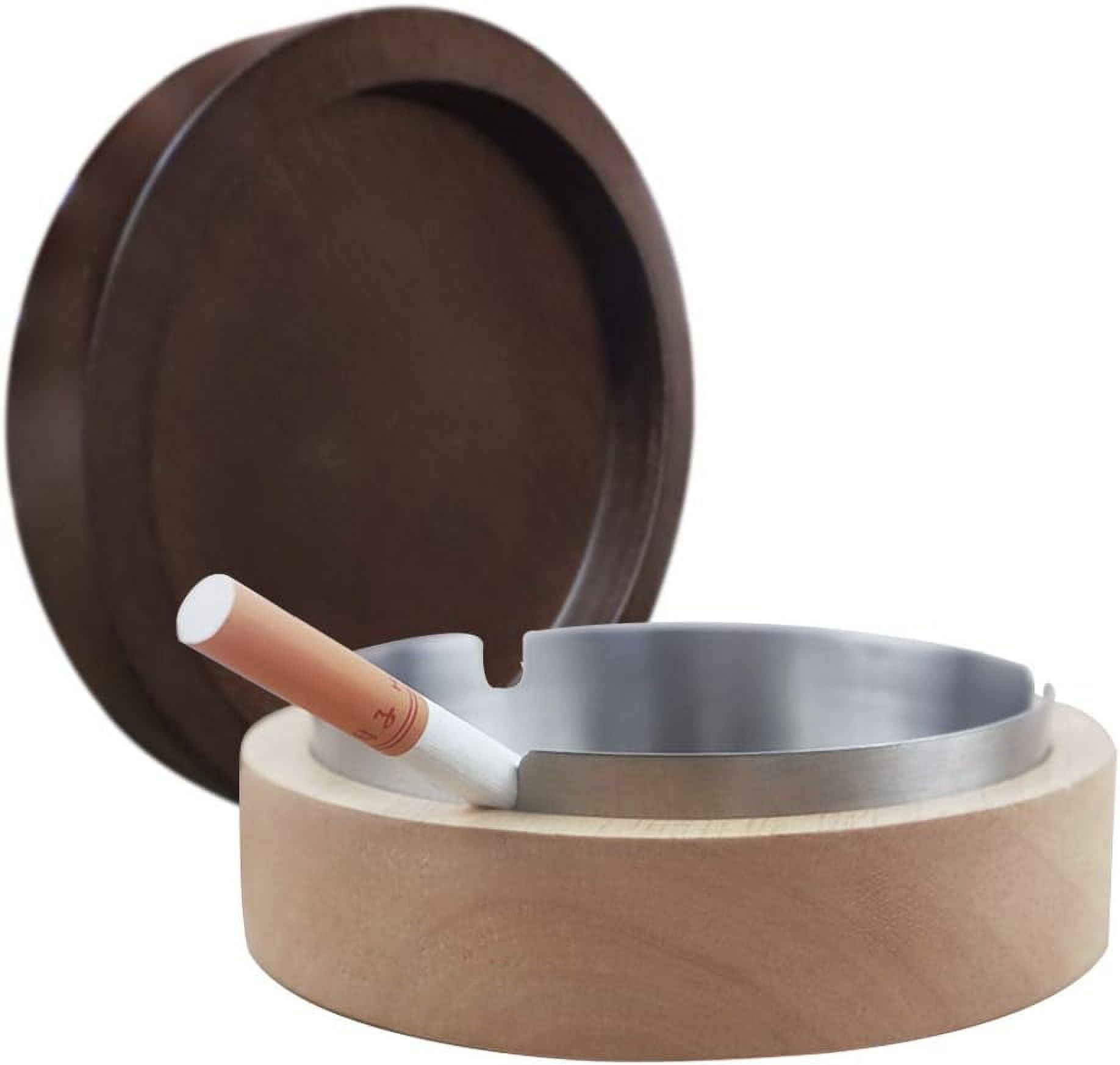 Stylish Wooden Ash Tray with Stainless Steel Liner, Portable Ashtrays ...