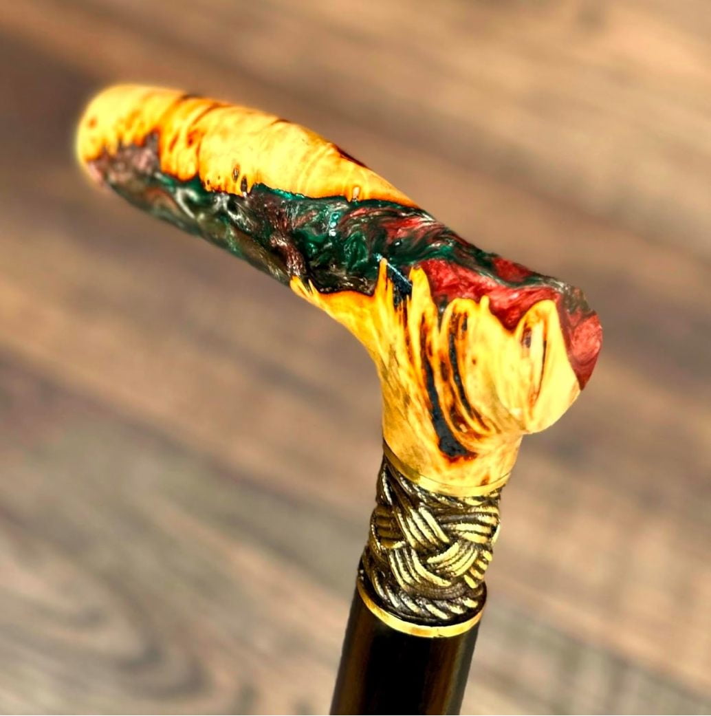 Stylish Wooden Cane - Hand-Carved Walking Stick for Support - Walmart.com