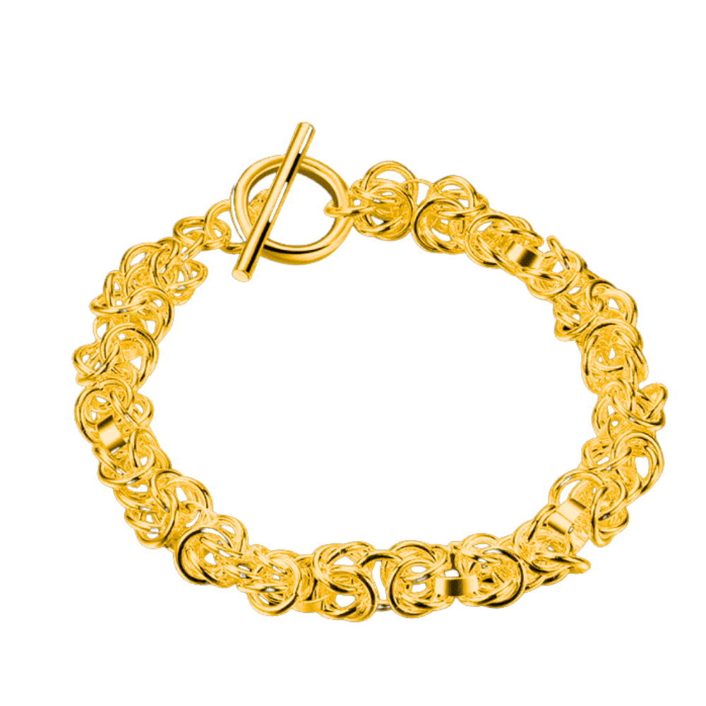 Stylish Yellow Gold Plated Toggle Bracelet with Knotted Links - Women's ...