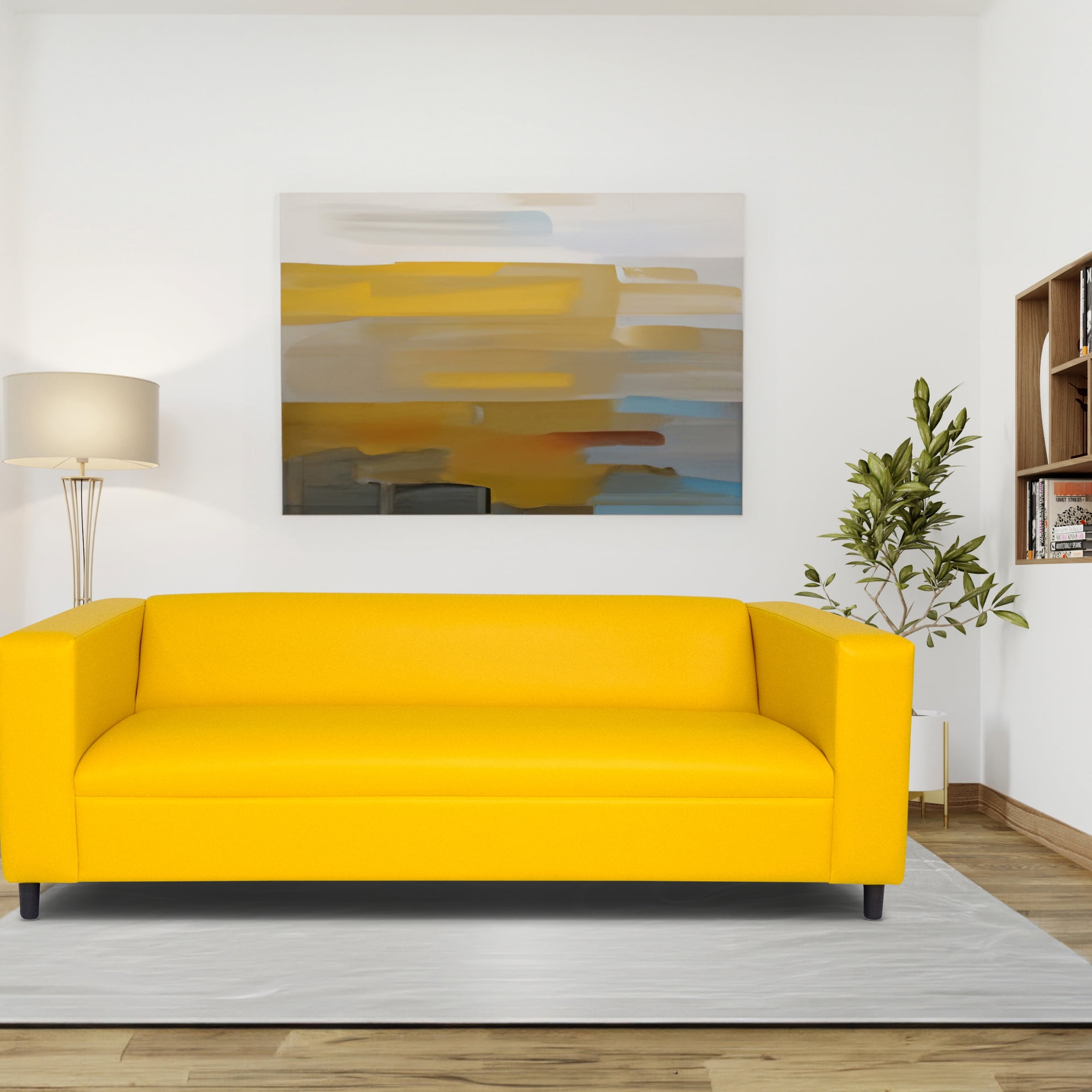 Stylish Yellow Vinyl With Solid Wood Frame For Home And Office Elegant ...