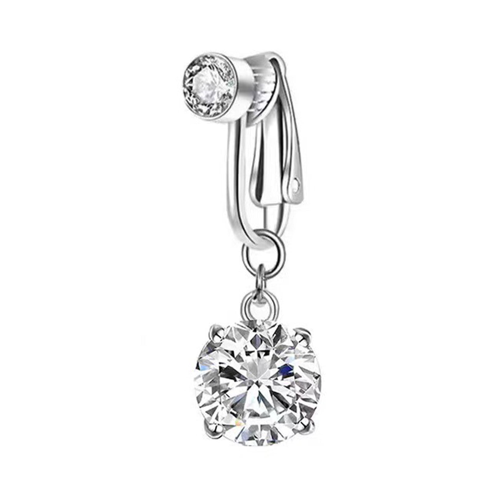 Stylish Zirconia No Piercing Belly Button Clip Easy to Wear Navel Rings ...