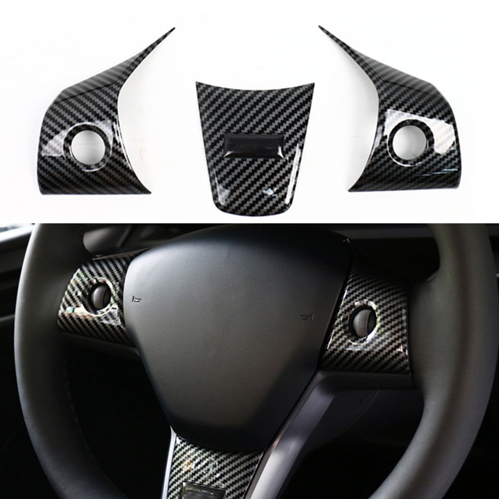 Stylish and Carbon Fiber Steering Wheel Cover Trim for Tesla Model 3 Y ...