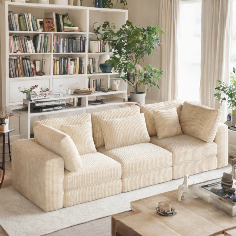 Stylish and Comfortable U_STYLE 105‘‘ 3 Seater Sofa with Removable Back ...