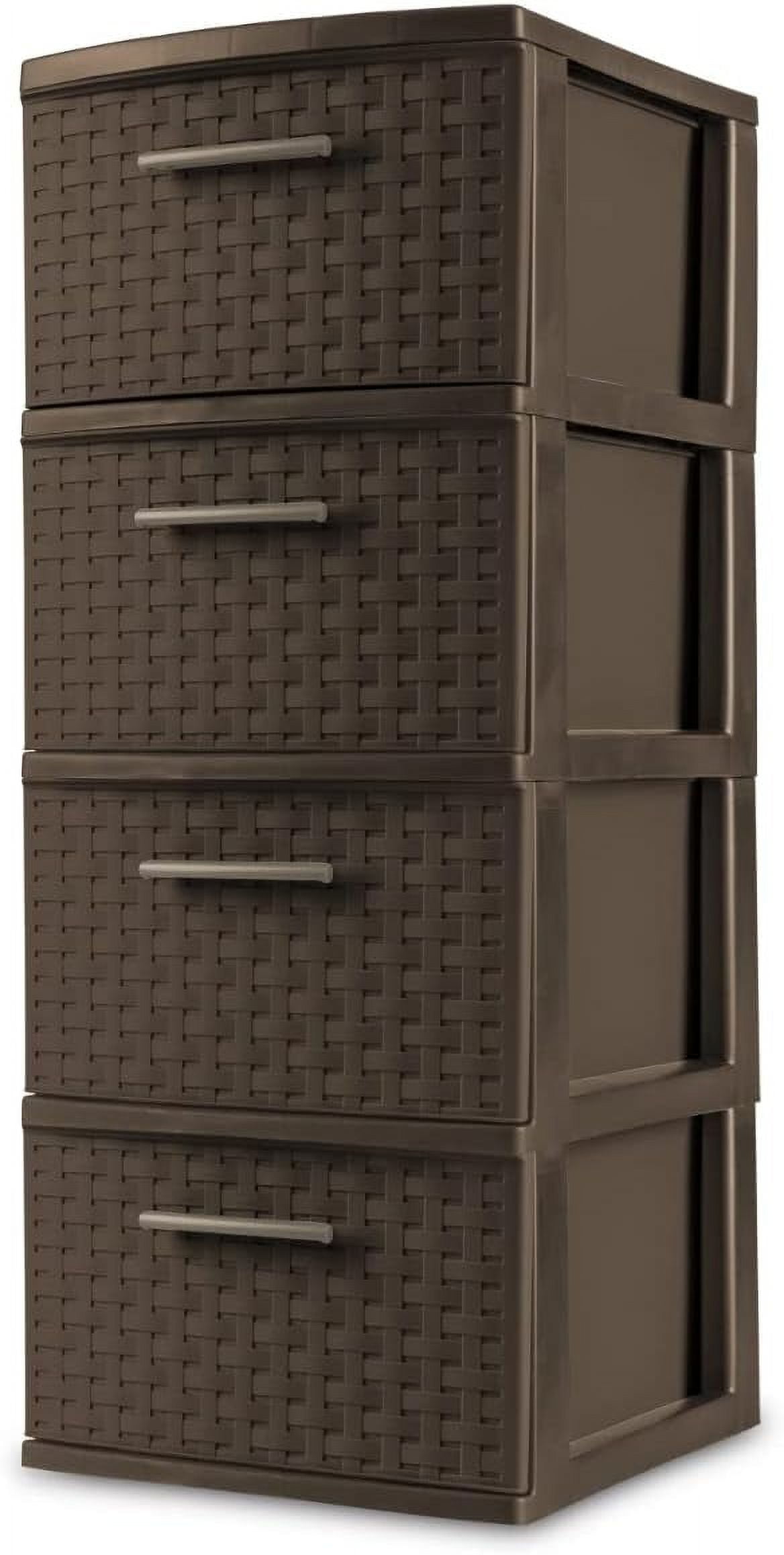 Stylish and Durable Weave Pattern Plastic Drawers 4-Drawer Tower, Ideal ...