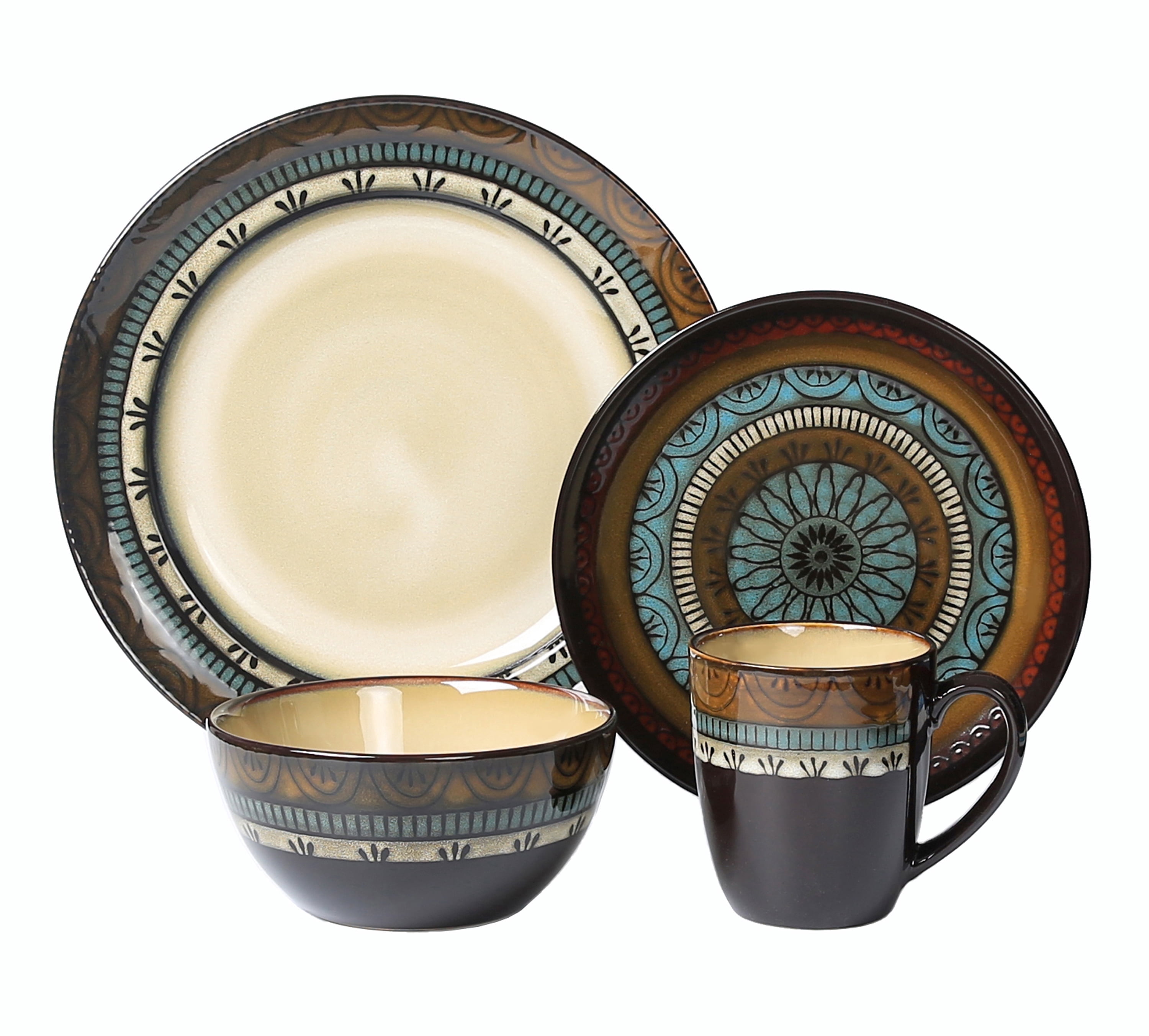 Modern 16 Piece Stoneware Dinnerware Set for Parties and Events ...