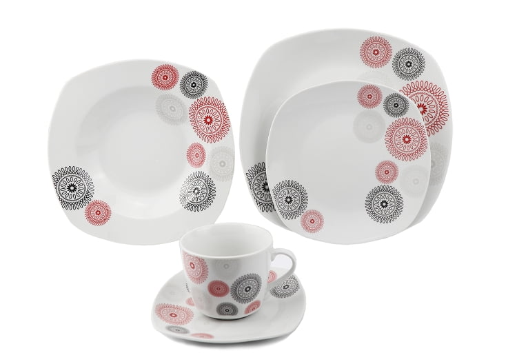 Stylish and Elegant 20 Pieces Porcelain Square Dinnerware Set Service ...