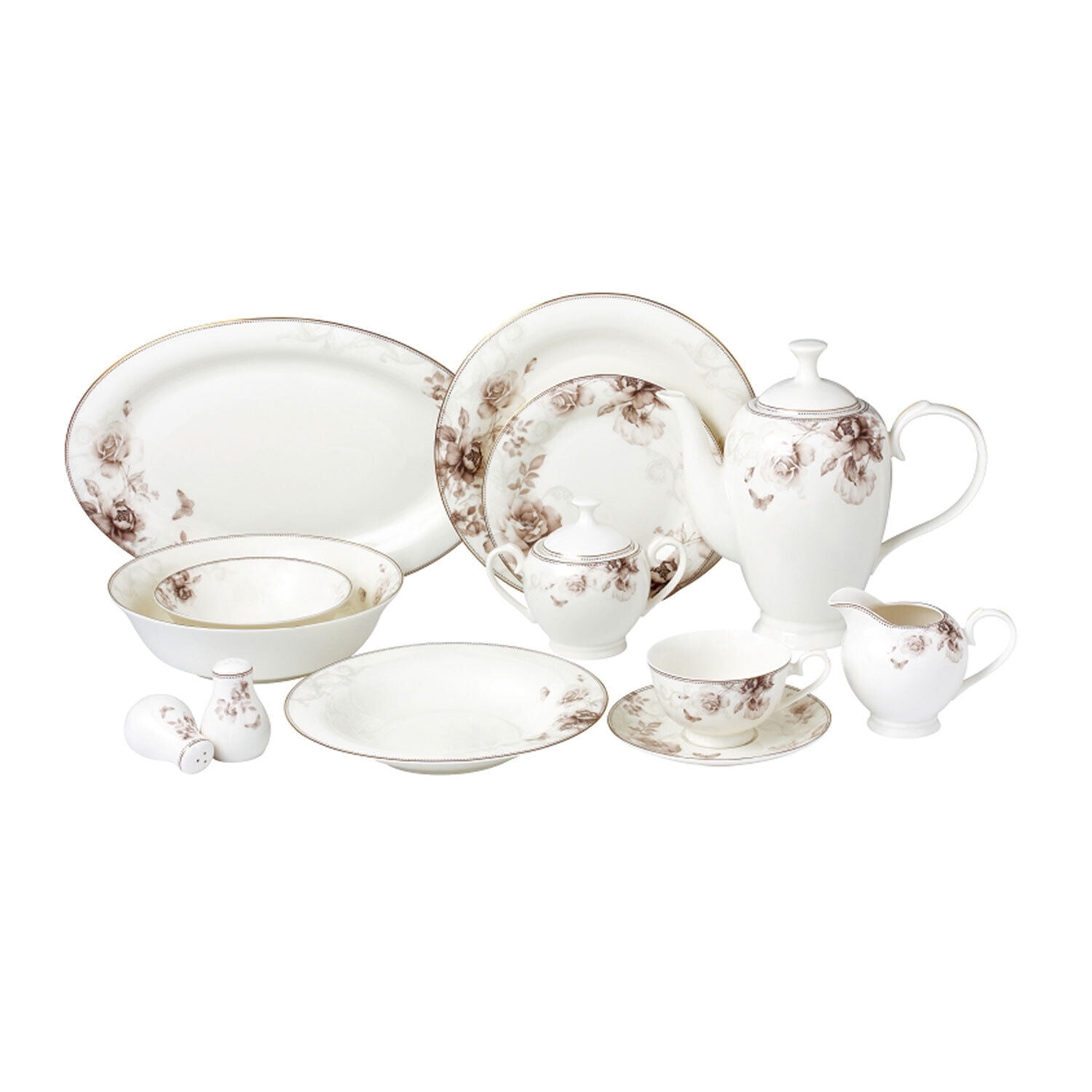 Stylish and Elegant 57 Pieces Bone China Dinnerware Set Service for 8 ...