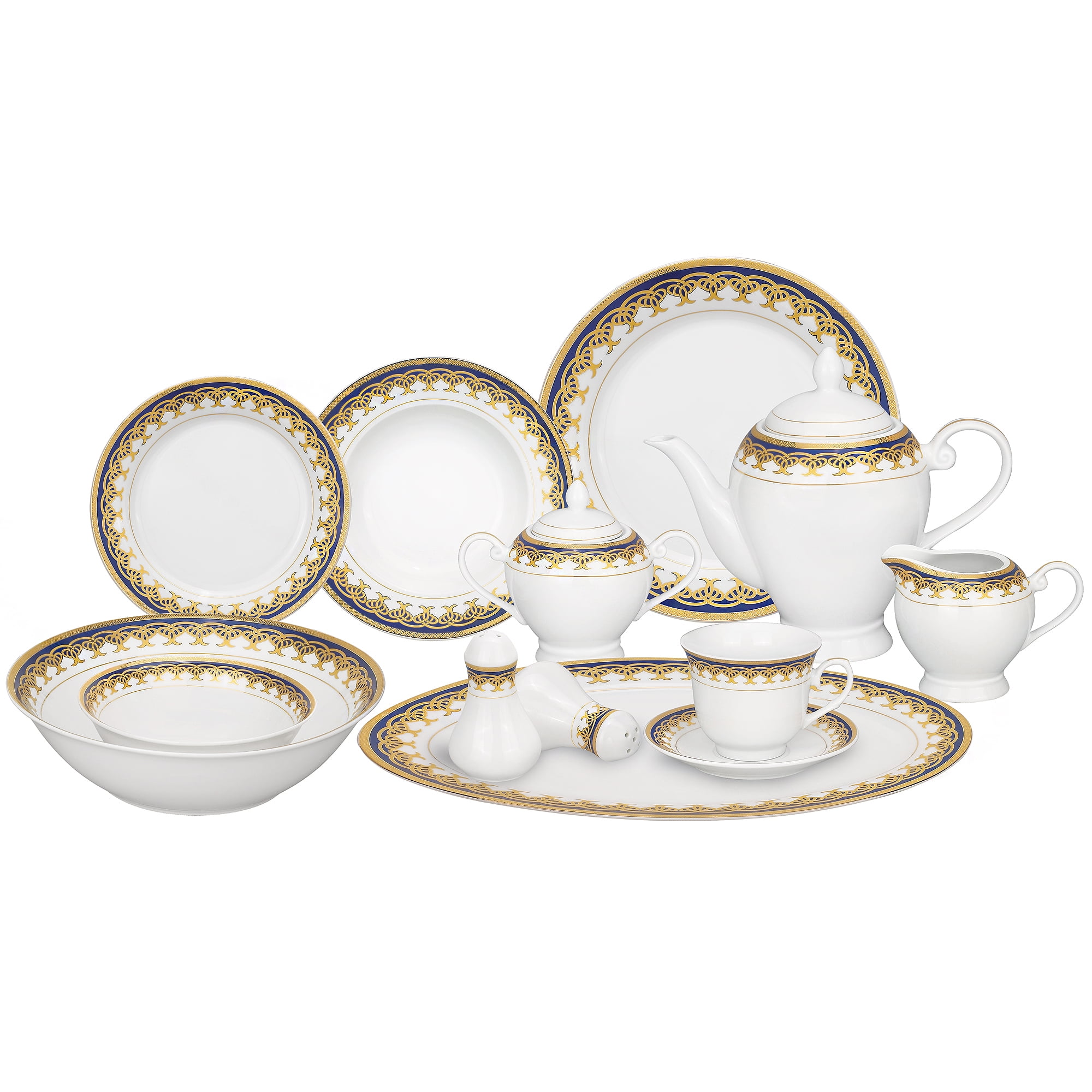 Stylish and Elegant 57 Pieces Porcelain Dinnerware Set Service for 8 ...