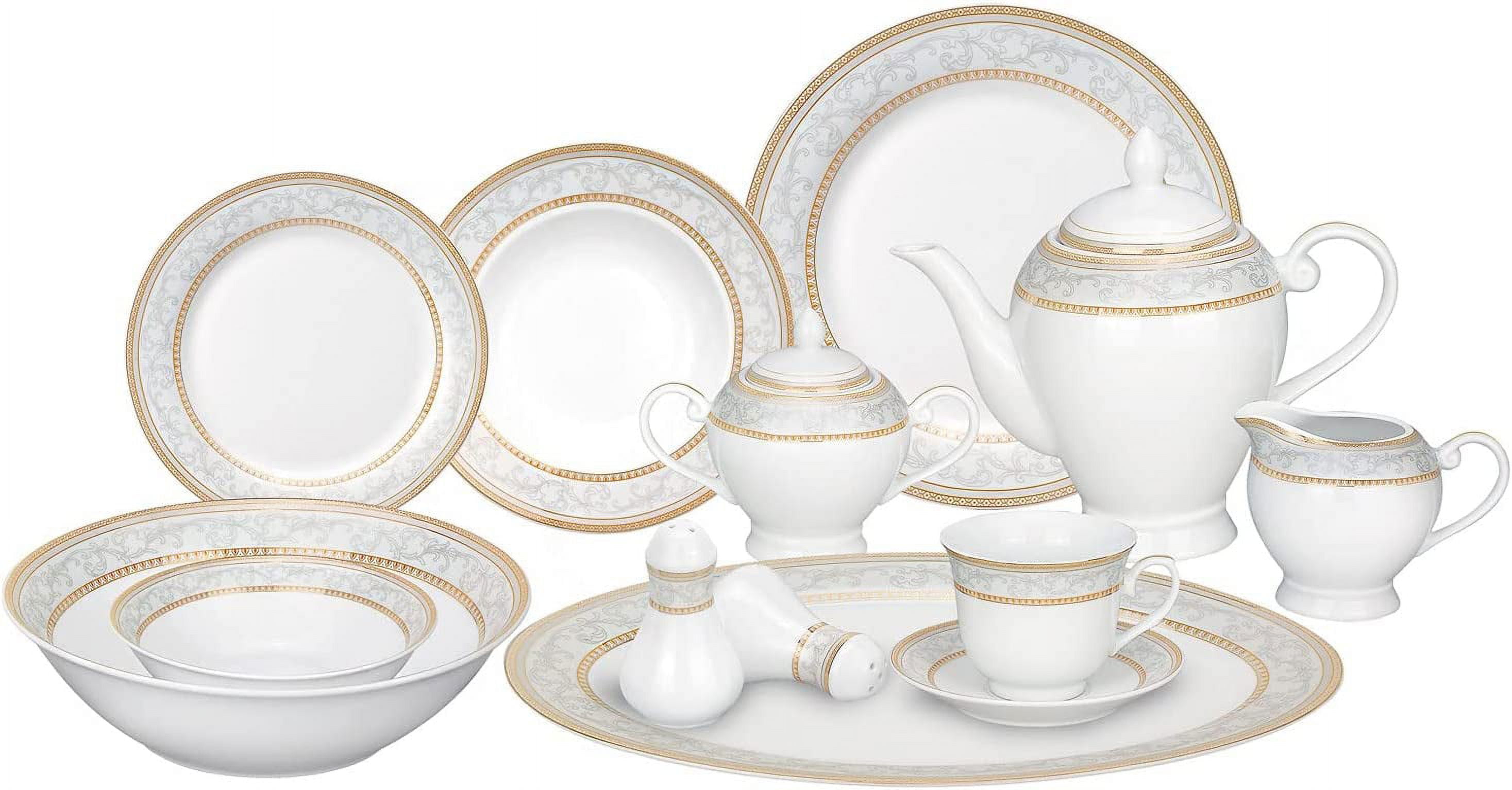 Stylish and Elegant 57 Pieces Porcelain Dinnerware Set Service for 8 ...