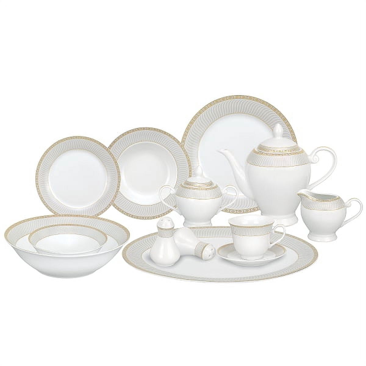 Stylish and Elegant 57 Pieces Porcelain Dinnerware Set Service for 8 ...