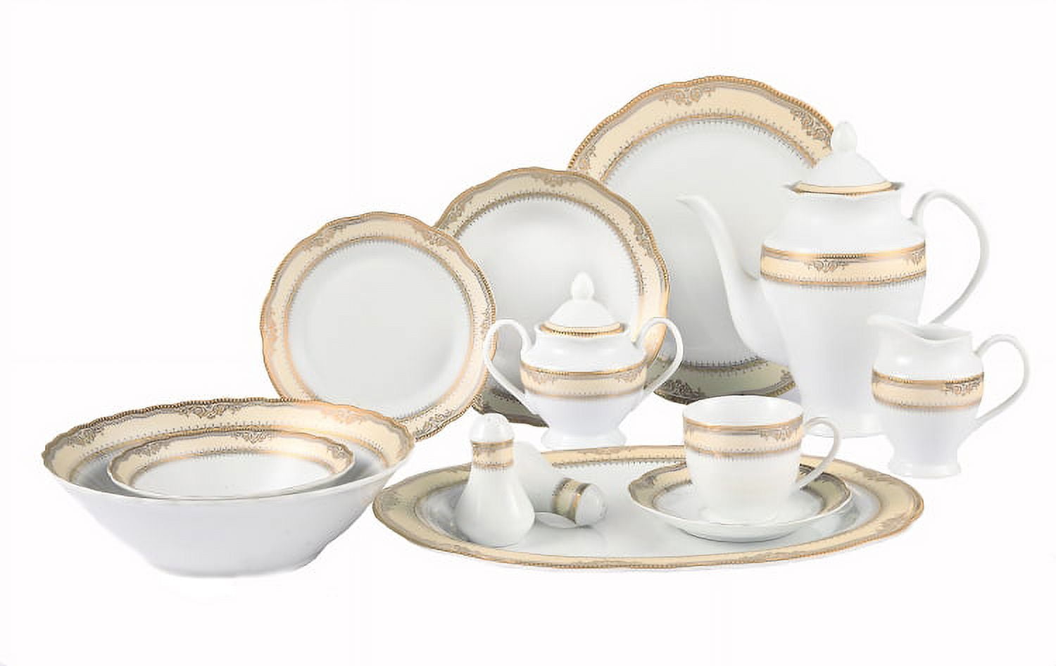 Stylish and Elegant 57 Pieces Porcelain Dinnerware Set Service for 8 ...