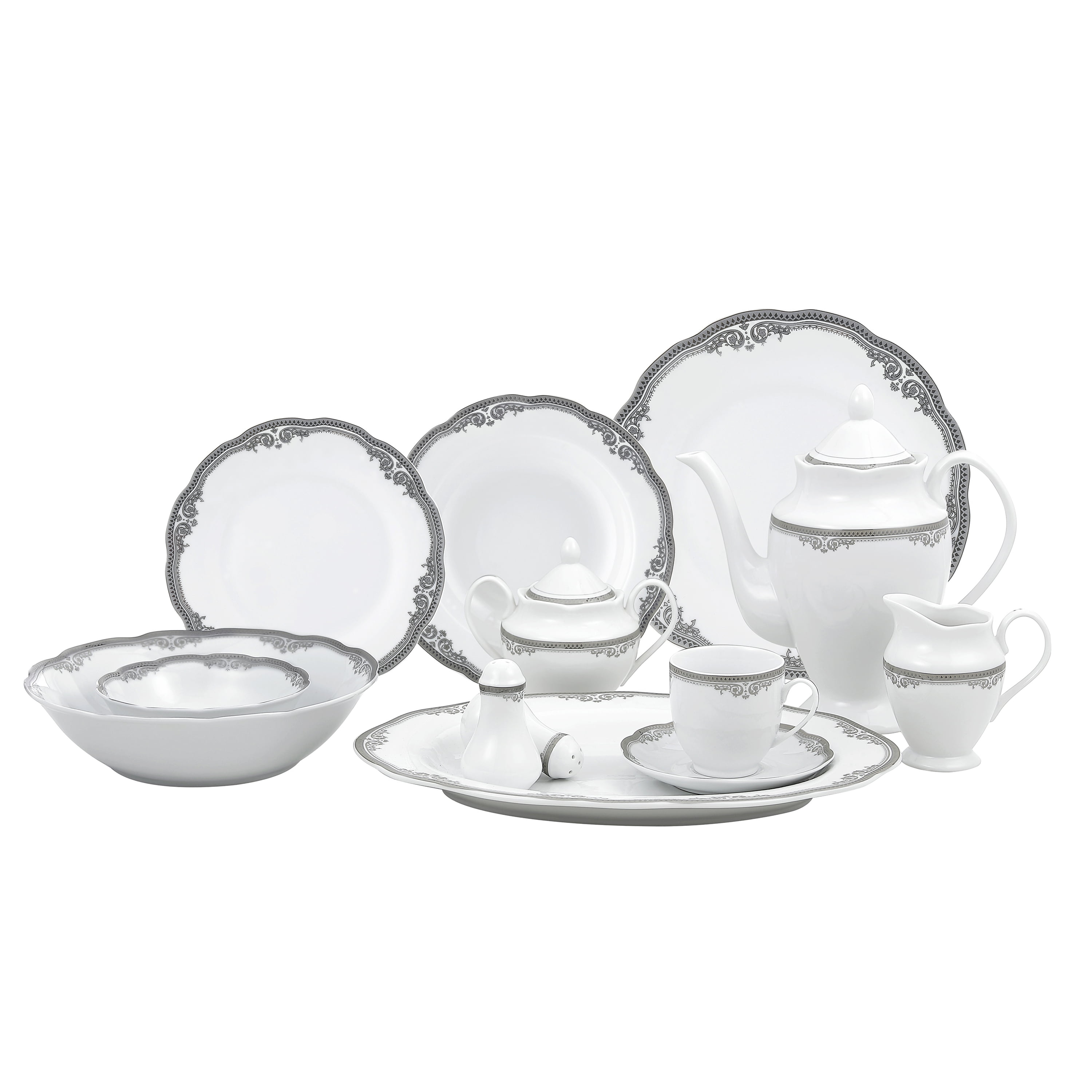 Stylish and Elegant 57 Pieces Porcelain Dinnerware Set Service for 8 ...