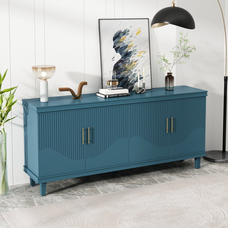Stylish and Functional 4-Door Storage Cabinet with Pine legs and MDF ...