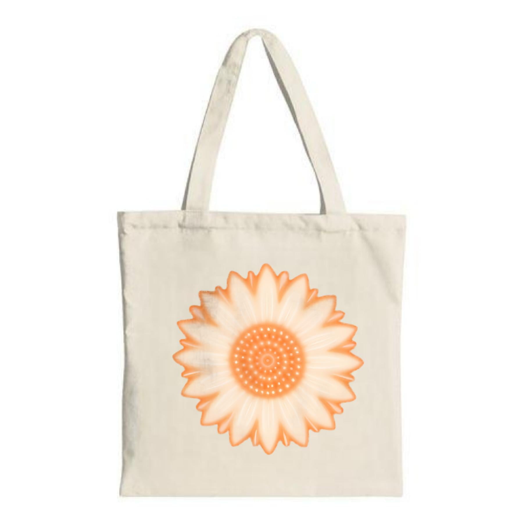 Stylish canvas tote bag with a vibrant orange sunflower design ...