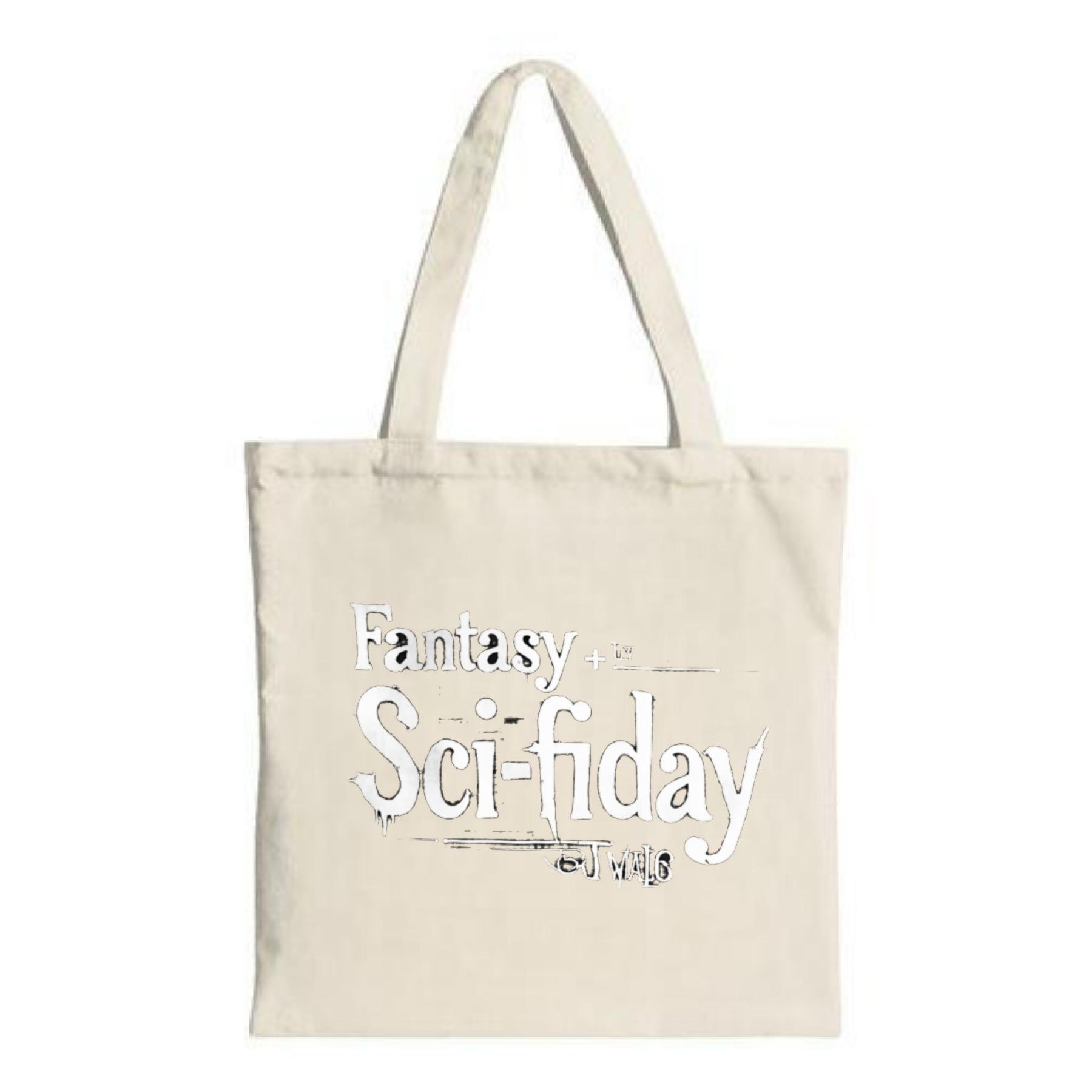 Stylish canvas tote bag with two handles featuring ' Fantasy + Sci - fi ...