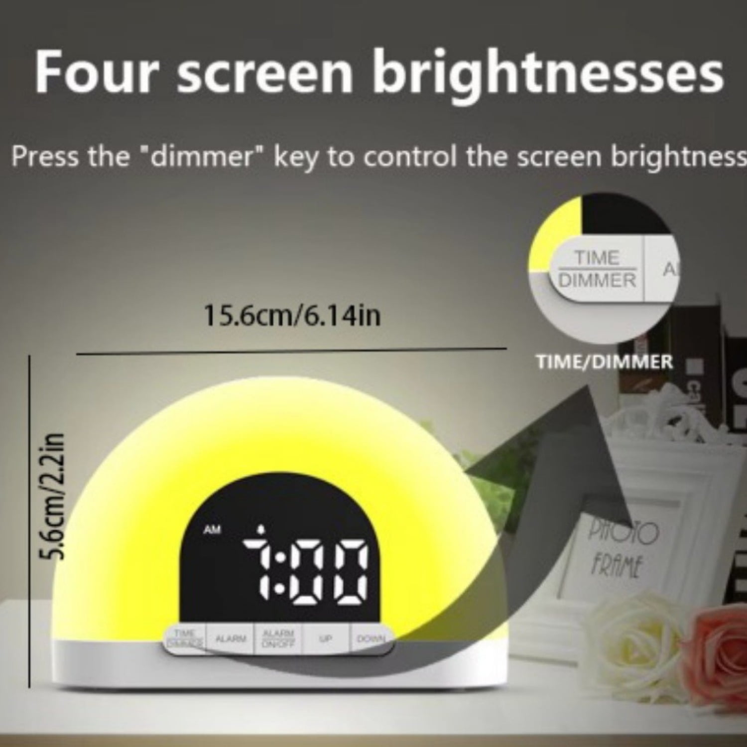Stylish design color glow sunrise analog sunlight alarm clock, night ...