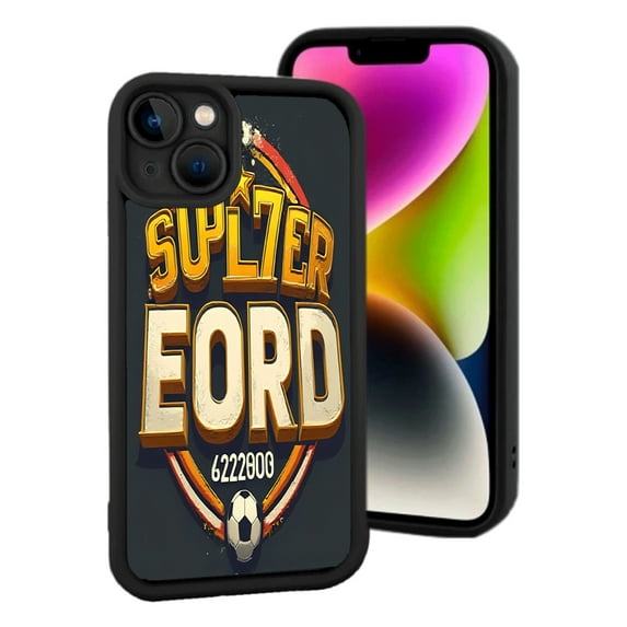 Stylish iPhone 15 Case - Bold ' SUZER ' Text & Soccer Ball Graphic ...