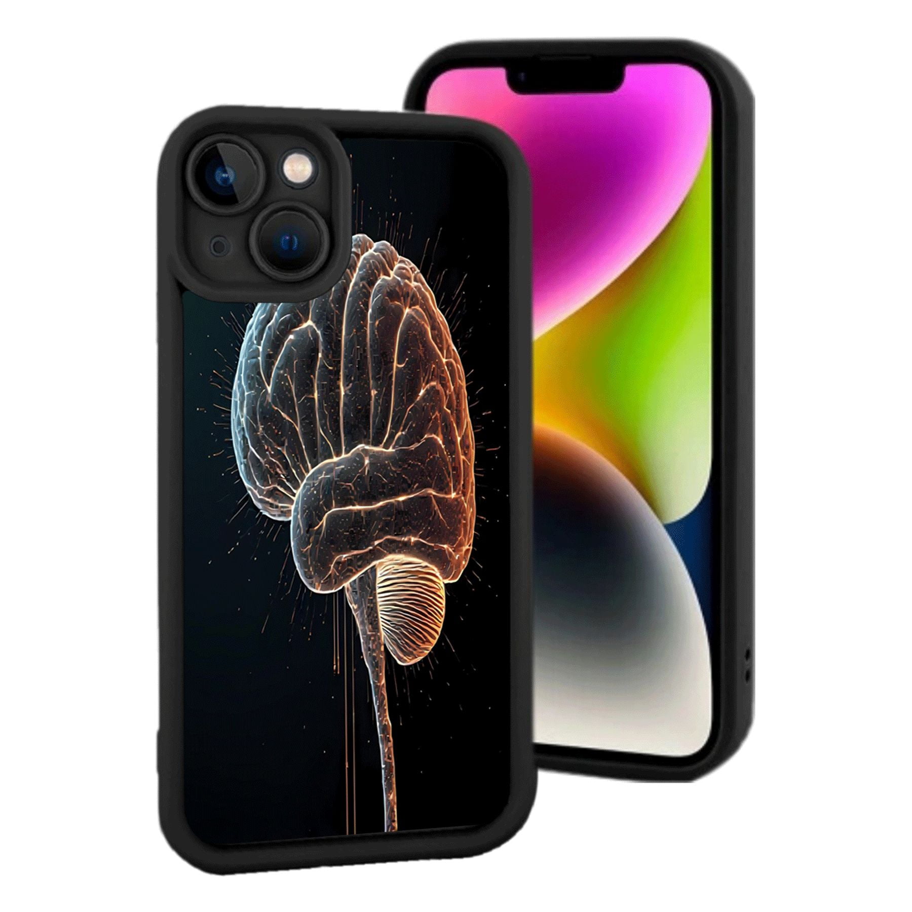 Stylish iPhone 15 Case - Brain Design Lightweight & Yellowing Resistant ...