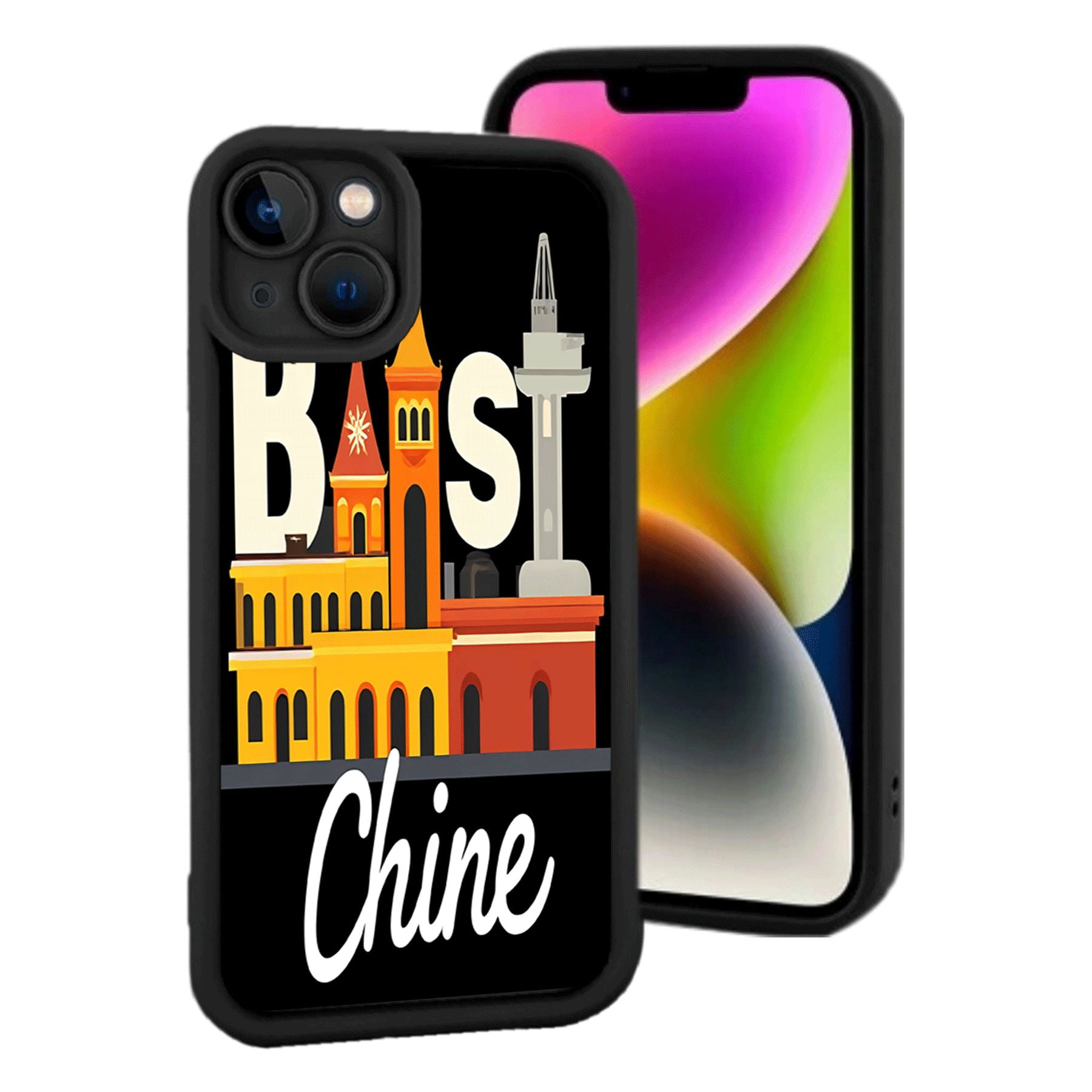 Stylish iPhone 15 Case - Lightweight Yellowing Resistant Black ...