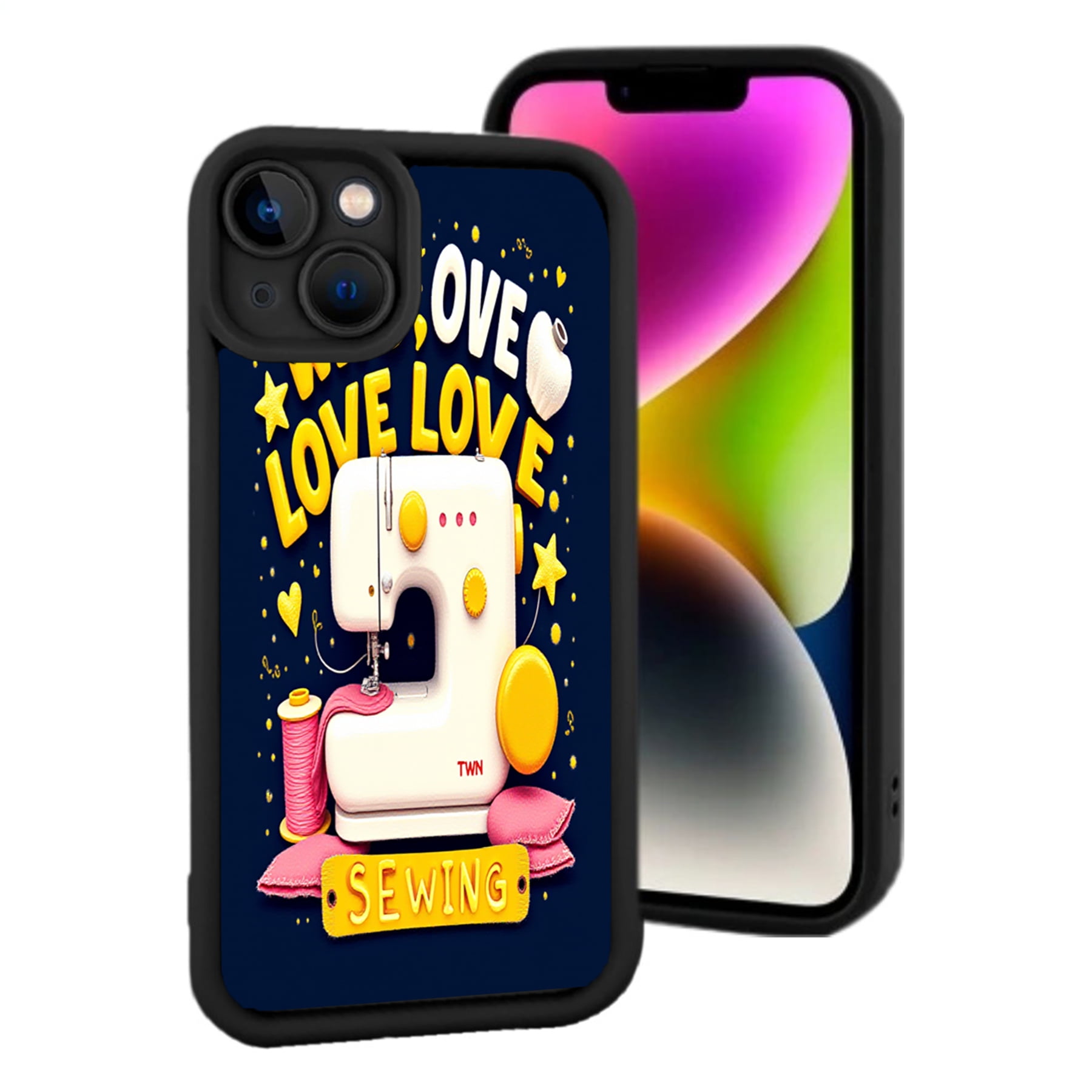 Stylish iPhone 15 Case - Yellowing Resistant Lightweight Playful Sewing ...