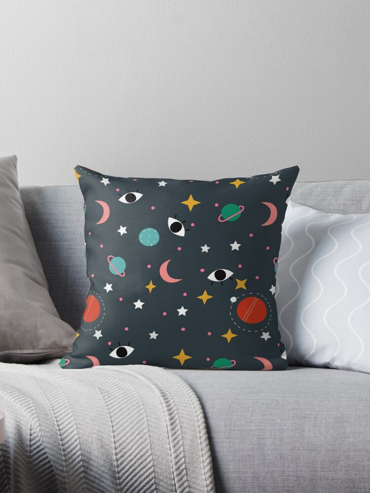 Stylish vector cosmos pattern design with magic eyes, stars and planet ...