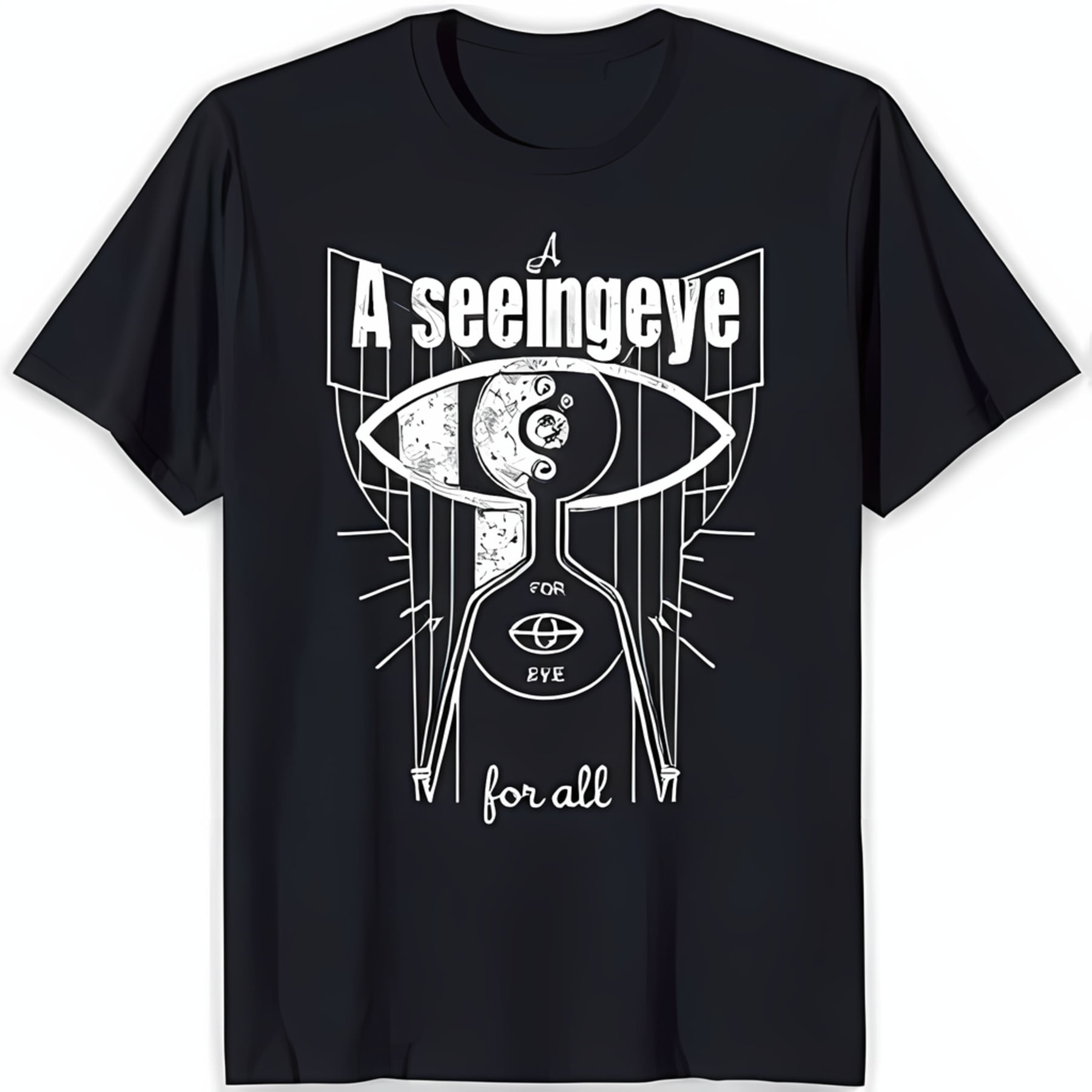 Stylized All Seeing Eye Black T-Shirt with Radiant Design 'A Seeing Eye ...