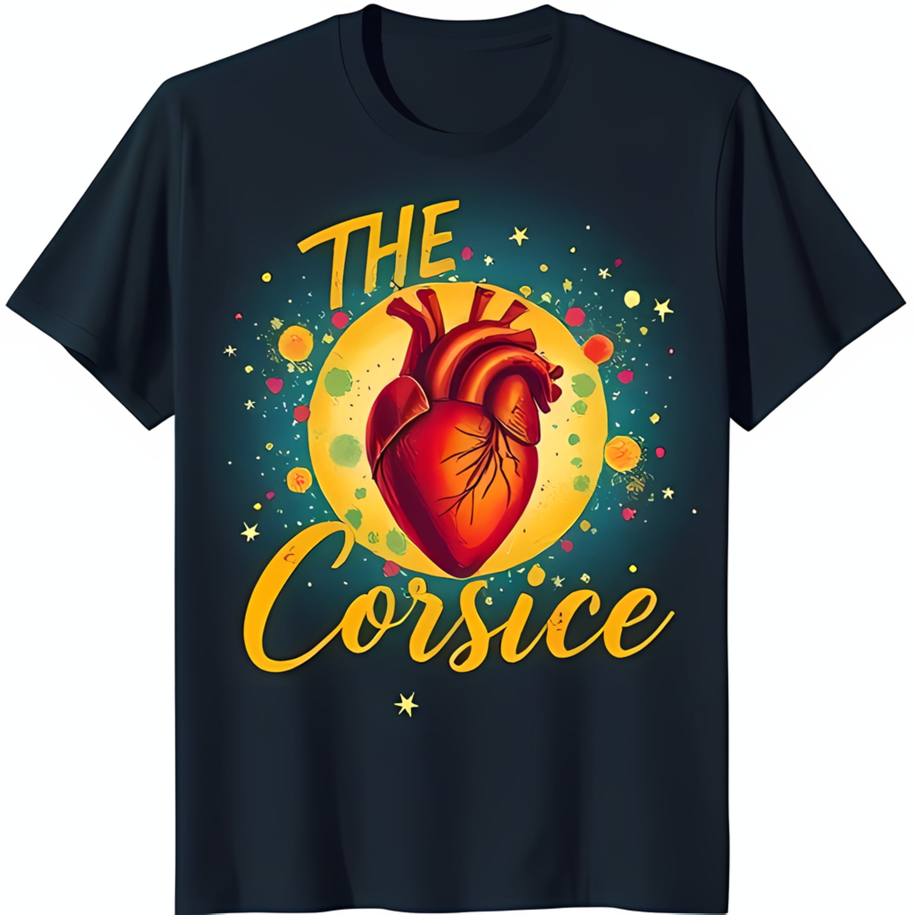 Stylized Anatomical Heart T-Shirt Dark Blue with Background & 'The ...